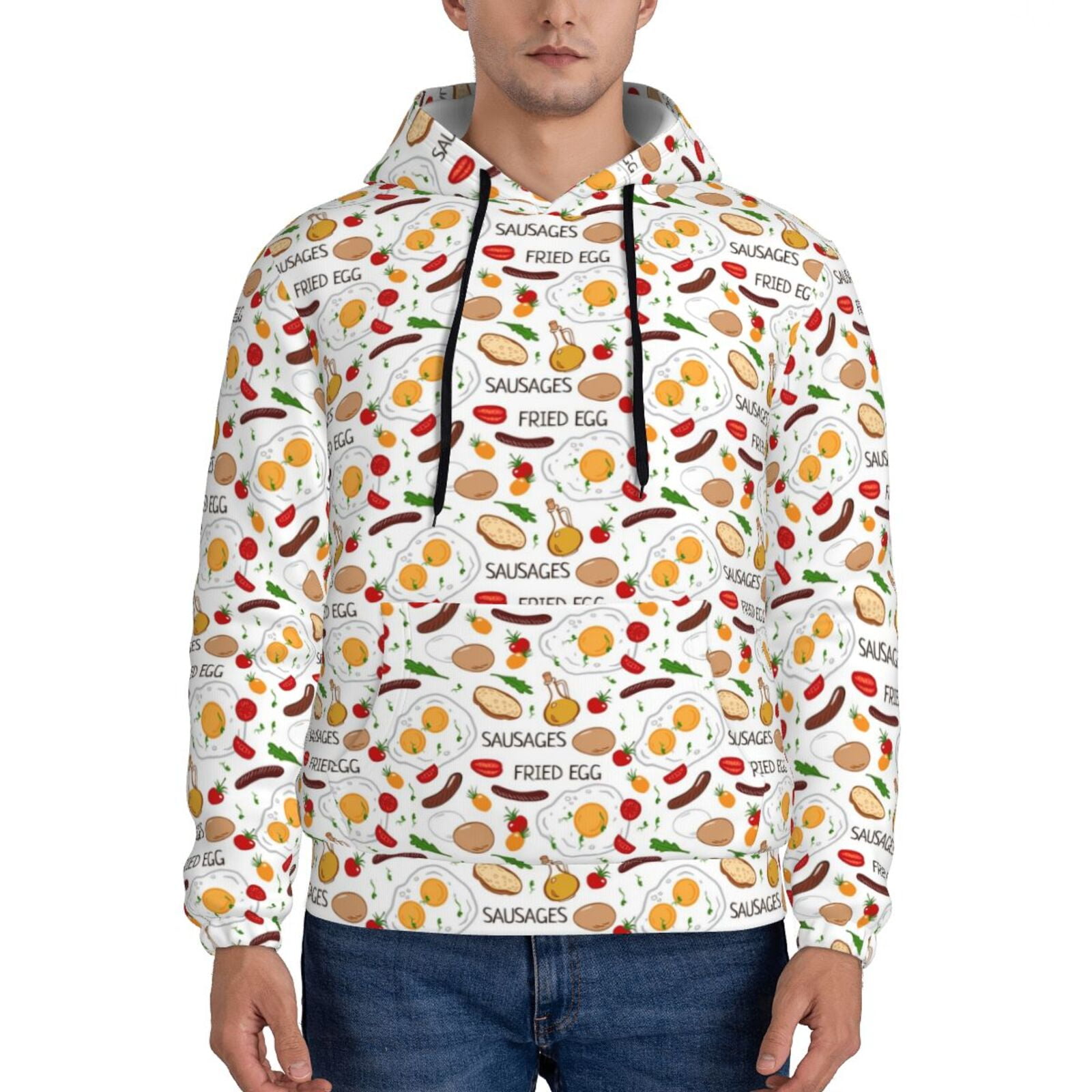 Lukts Sausage Tomato Toast Pattern Pullover Hoodie Men's Athletic ...