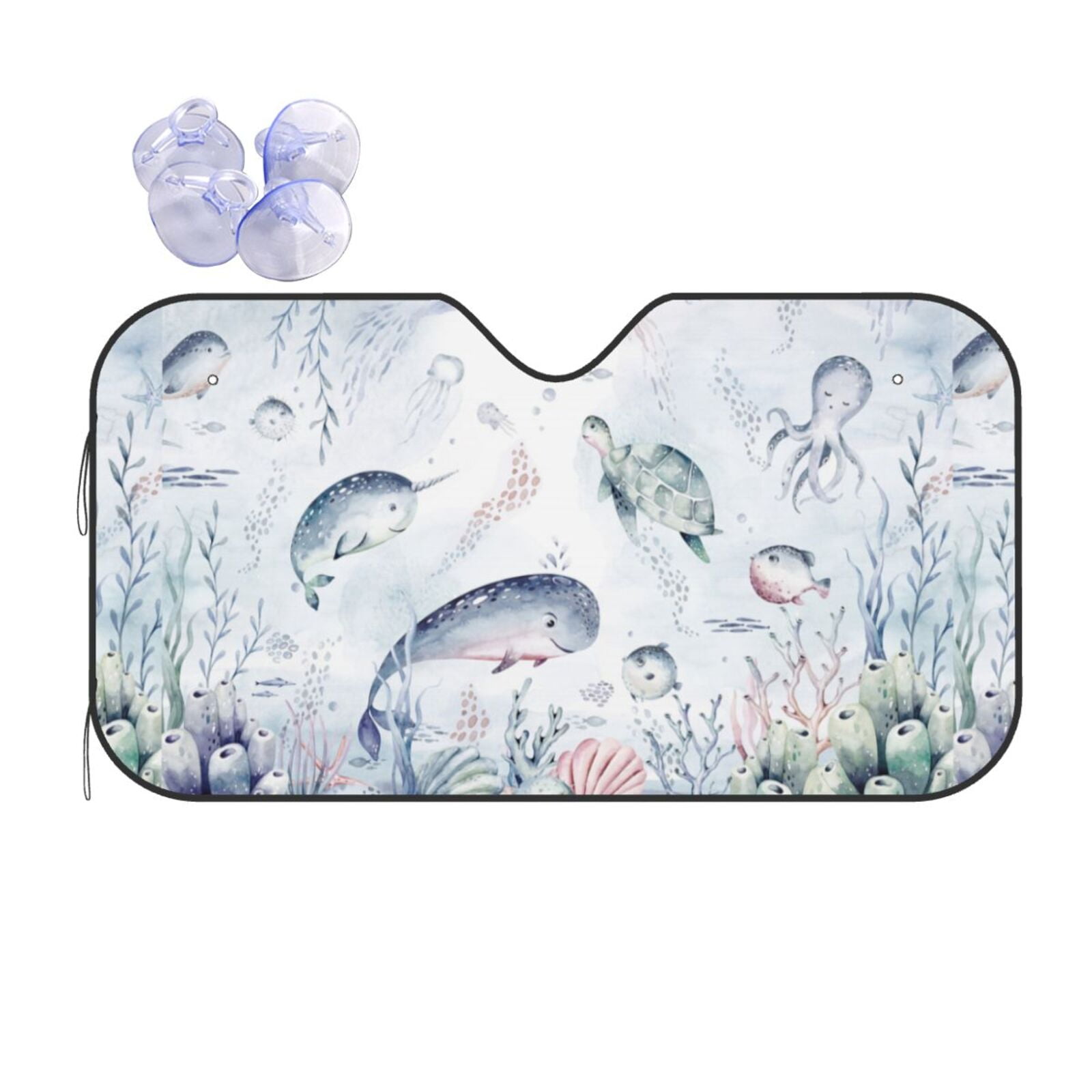 Lukts Sea Animals Car Windshield Sun Shade With Storage Pouch,Foldable ...