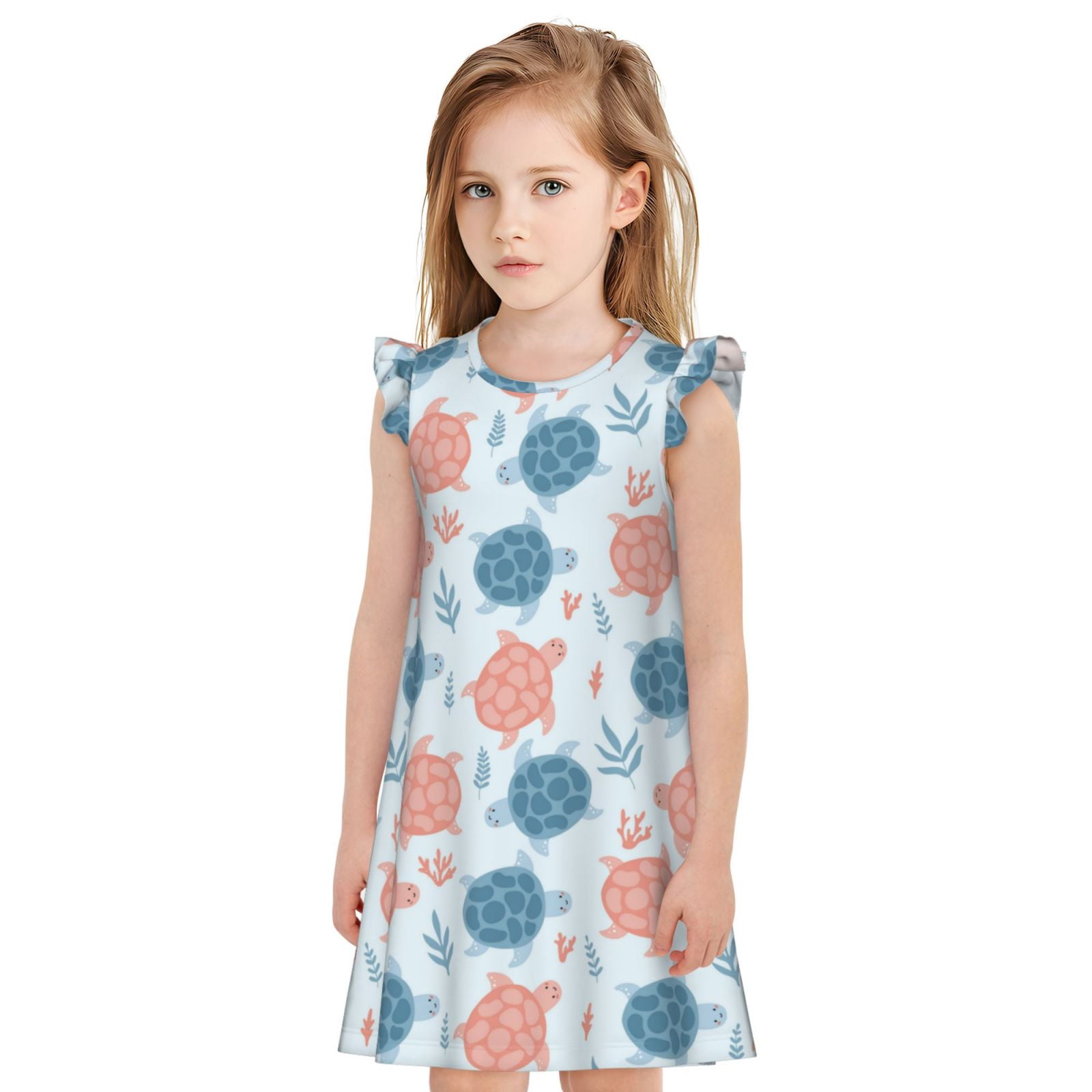Lukts Sea Turtle print Nightgowns for Girls，Elegant Princess-Themed ...
