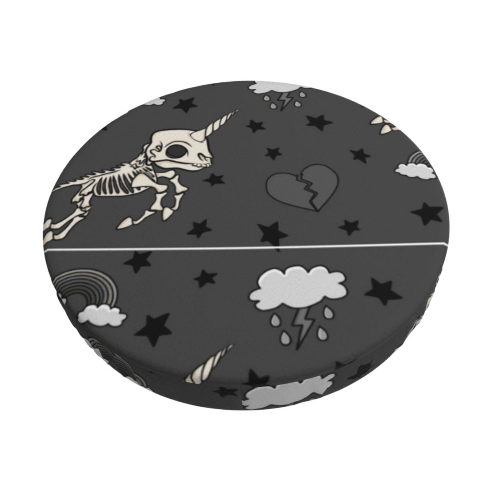 Lukts Skeleton Unicorn Bar Stool Covers 12"-14" Round Crease-Resistant ...