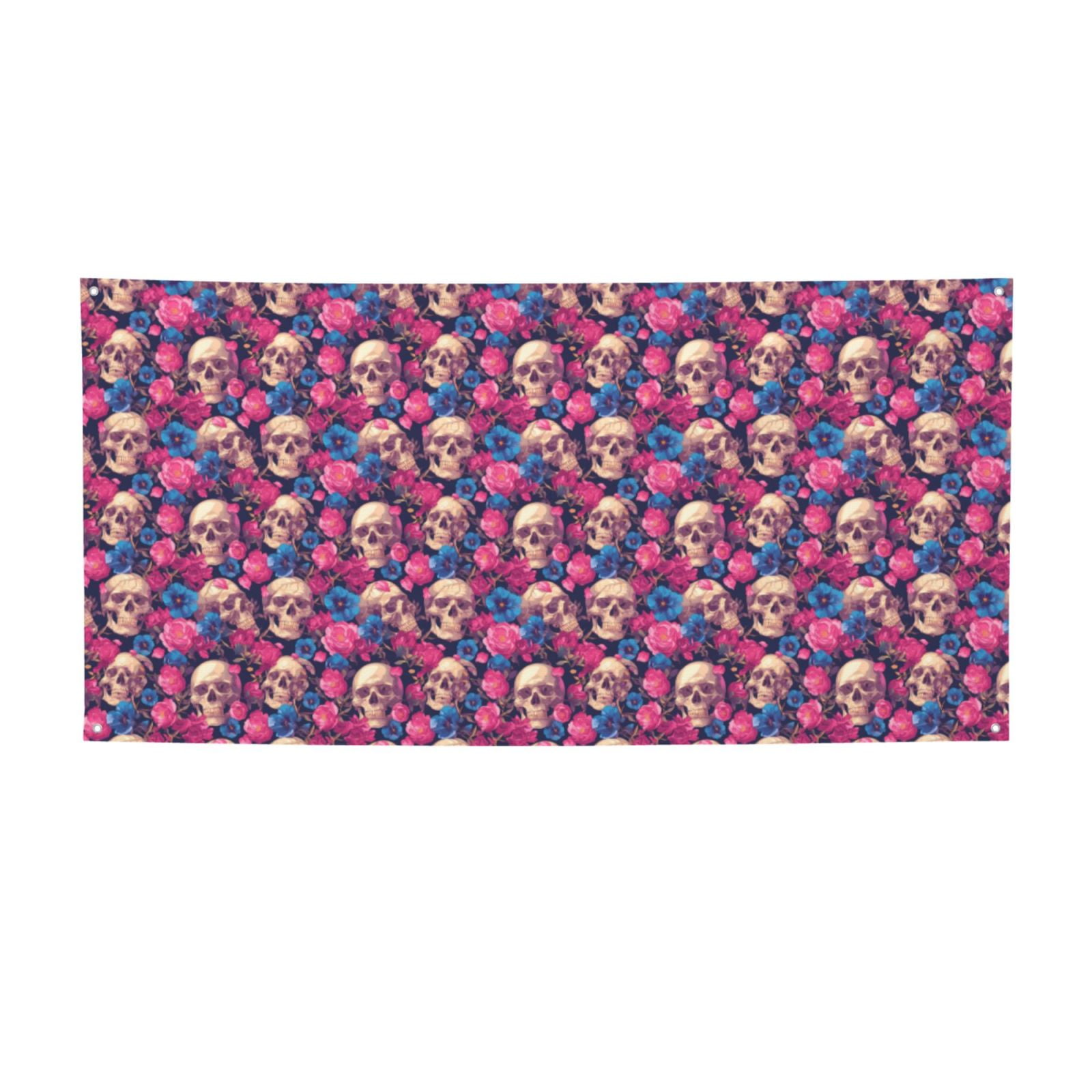 Lukts Skull rose blue flower Print Banners and Signs for Outdoor ...