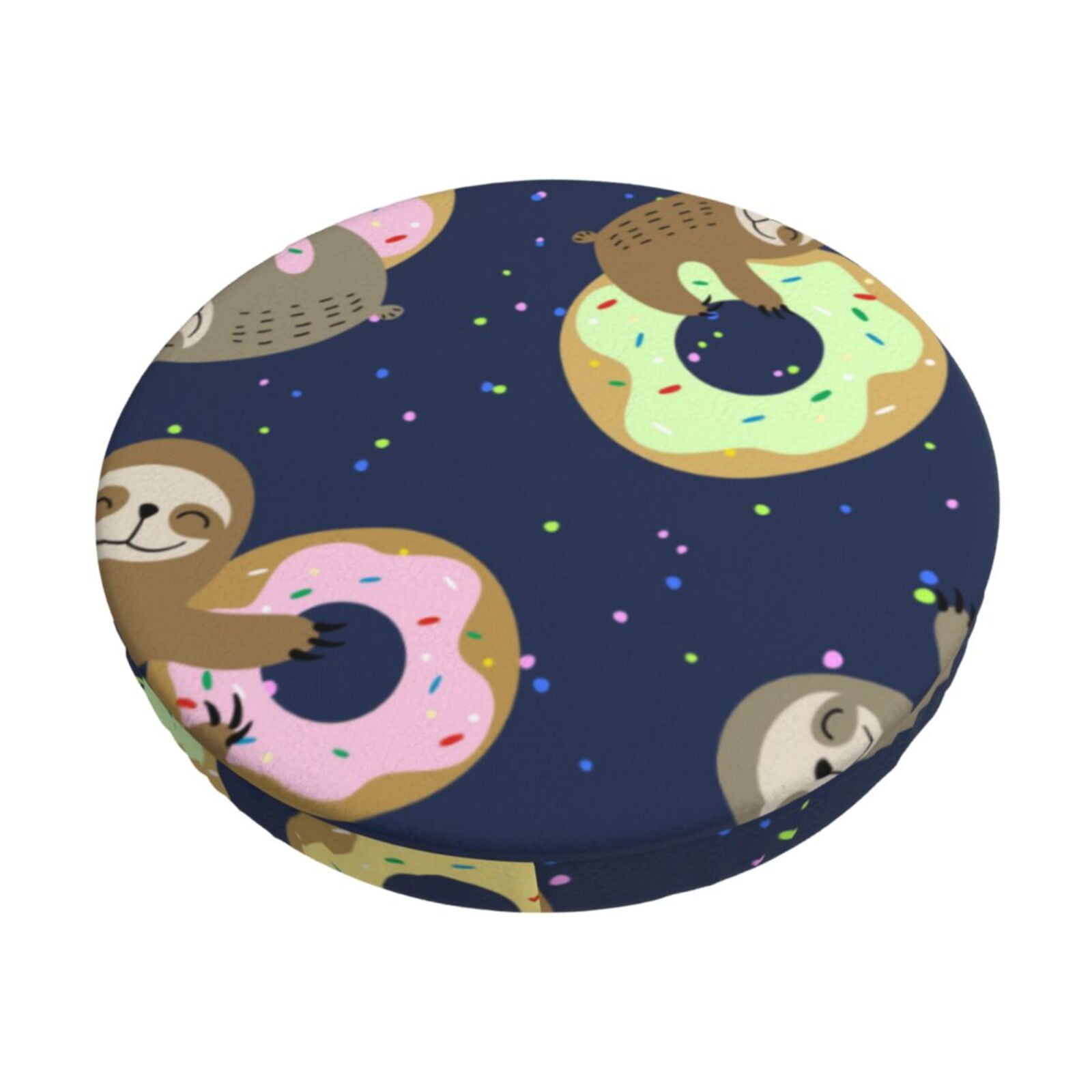 Lukts Sloth With Donuts Bar Stool Covers 12"-14" Round Crease-Resistant ...