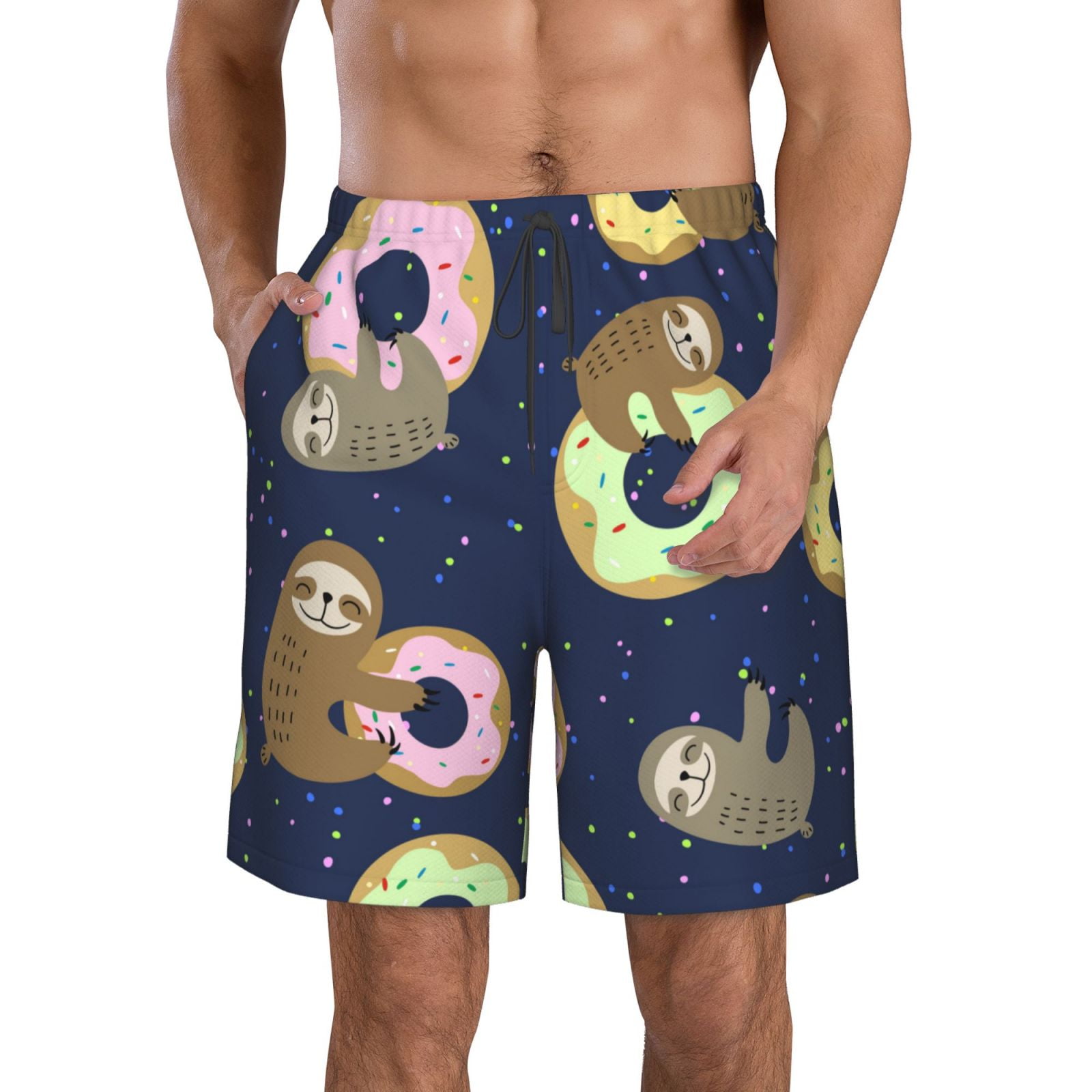 Lukts Sloth With Donuts Mens Swim Trunks Quick Dry Swim Shorts With ...