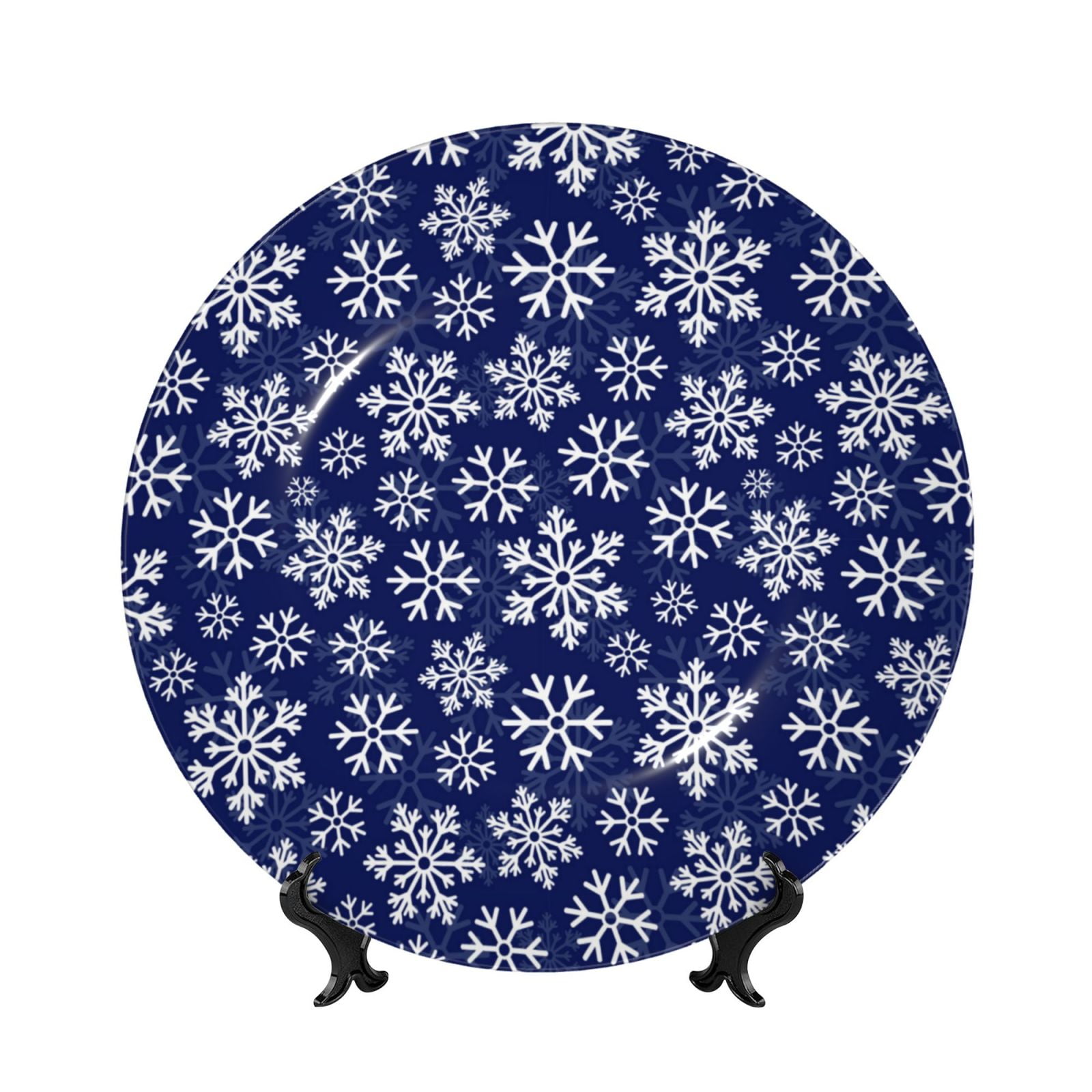 Lukts Snowflakes On Dark Blue for Bone China Decorative Plates, Ceramic ...