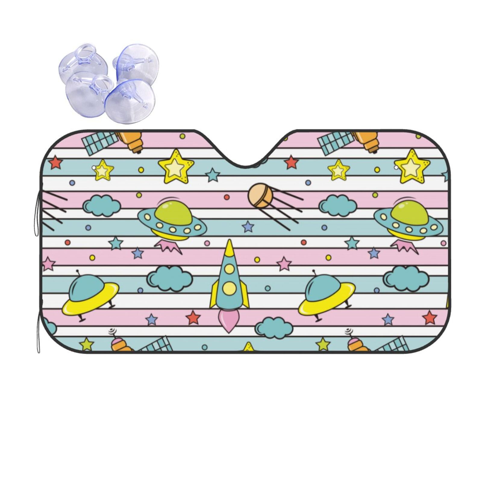 Lukts Space Doodle Car Windshield Sun Shade With Storage Pouch,Foldable ...