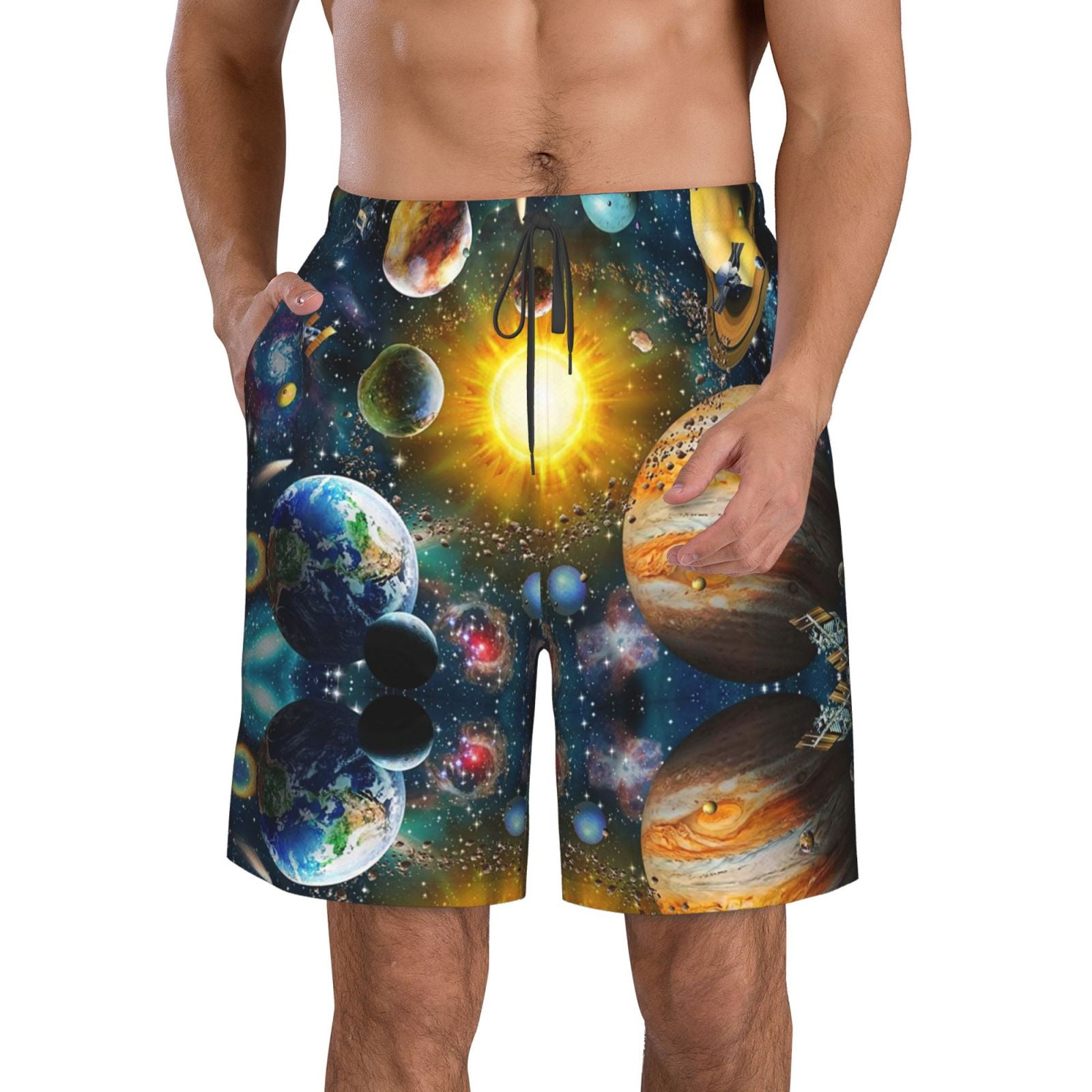 Lukts Space Planet Mens Swim Trunks Quick Dry Swim Shorts With Funny ...