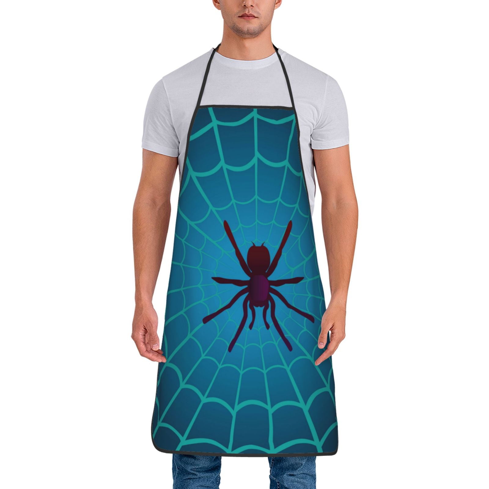 Lukts Spider And Cobweb Print Unisex Tie-Up Aprons Bibs for Chef ...