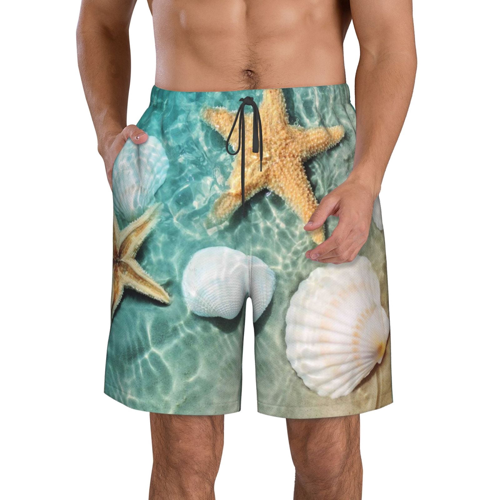 Lukts Starfish And Seashell On The Summer Beach Mens Swim Trunks Quick ...