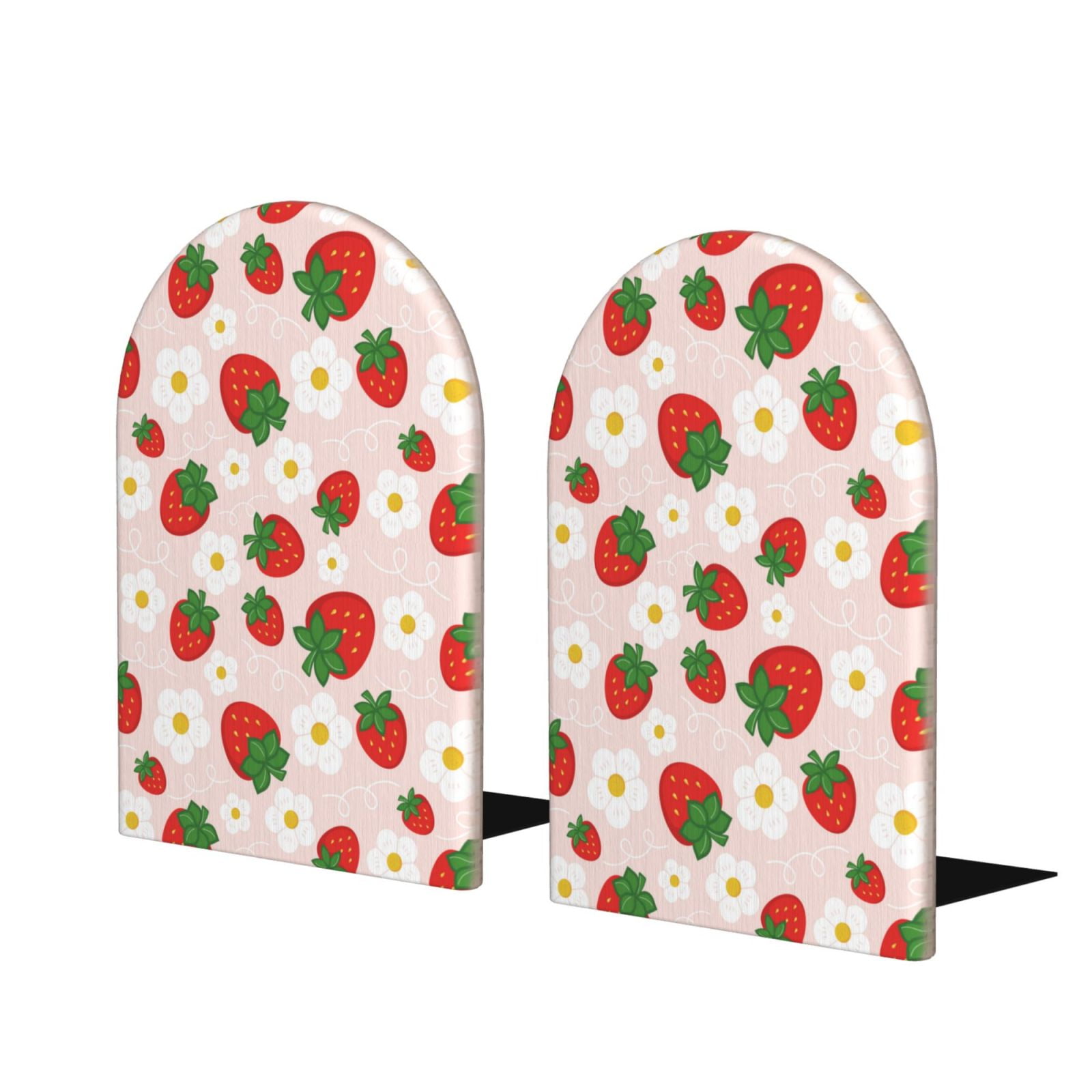 Lukts Strawberry Floral for Wooden Bookends, Heavy Duty Metal Bookshelf ...