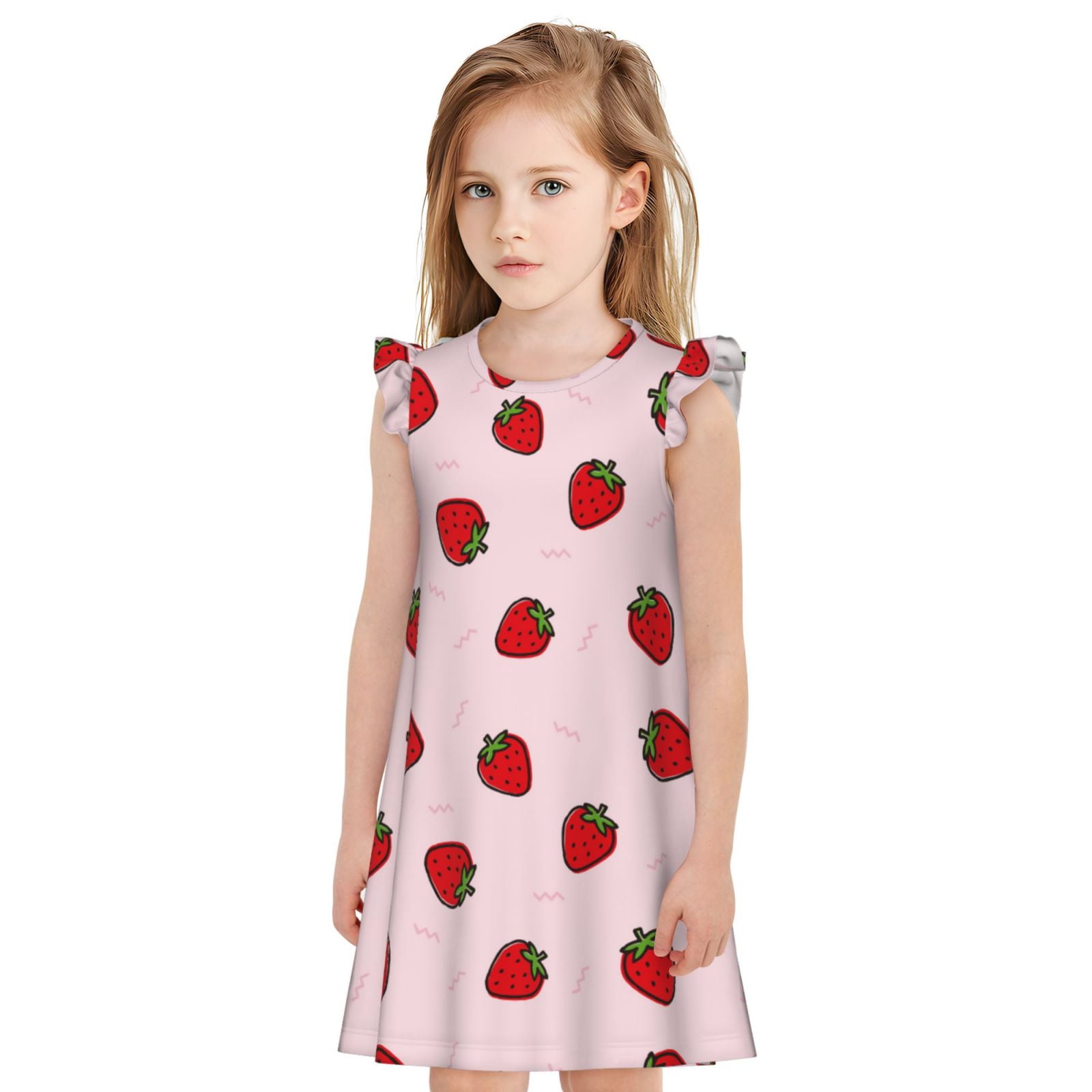 Lukts Strawberry print Nightgowns for Girls，Elegant Princess-Themed ...
