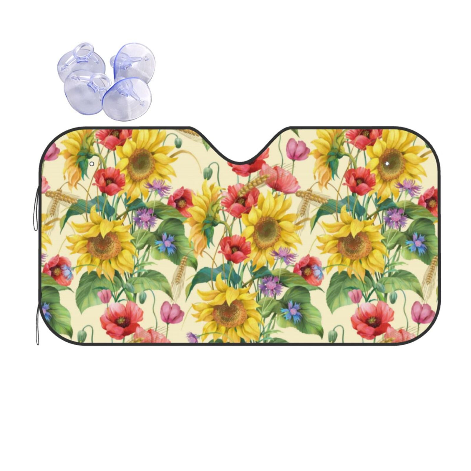 Lukts Sunflower Cornflower Poppy Car Windshield Sun Shade With Storage ...