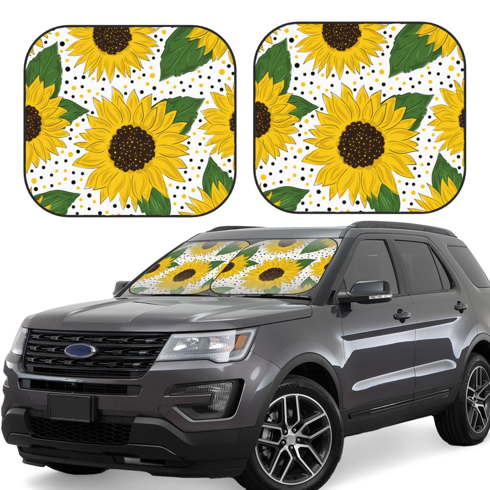 Lukts Sunflowers Print 2 Piece Car Sun Shade Windshield,Foldable Car ...