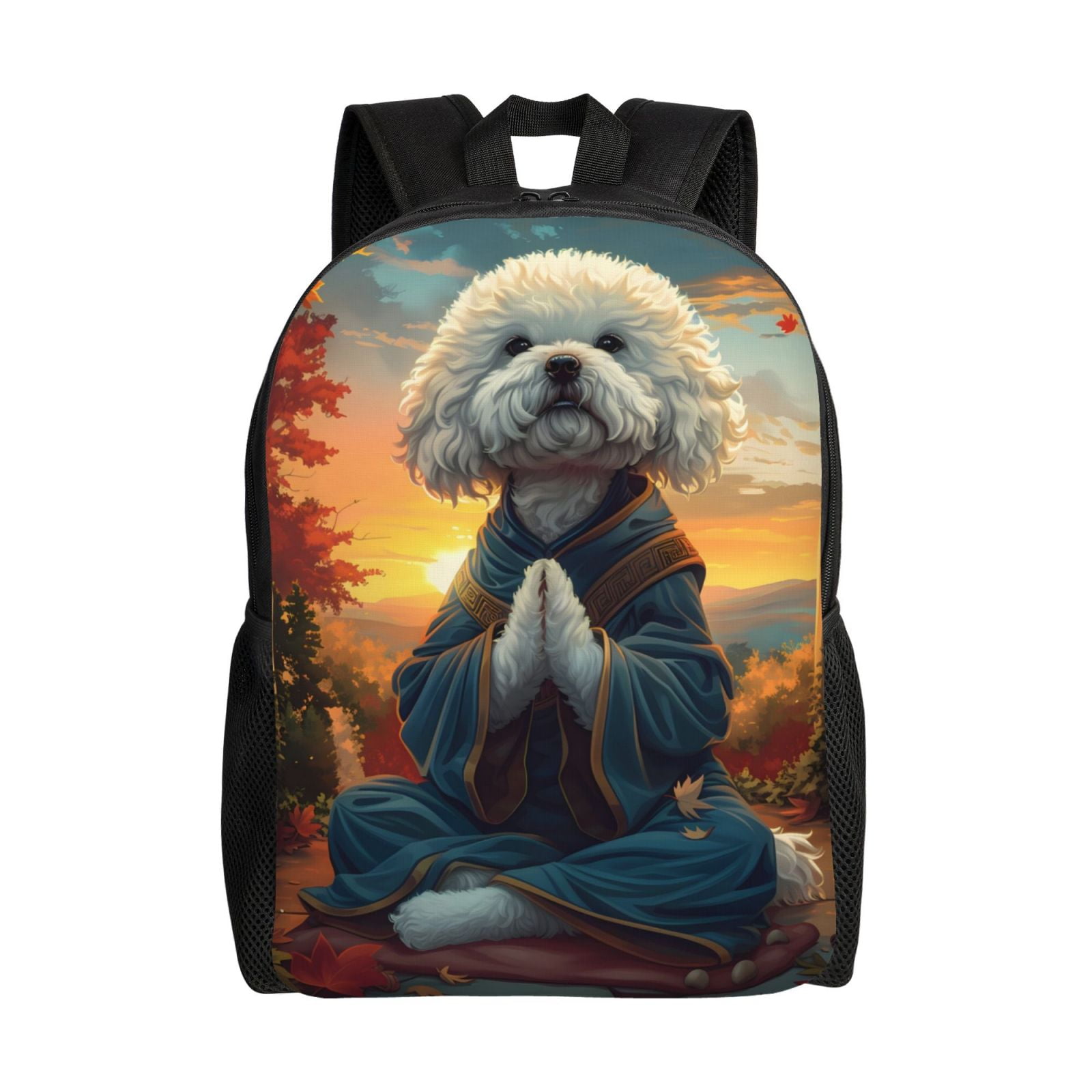 Lukts Sunset Meditating Bichon Frise Backpack for Travel, Sports, Beach ...