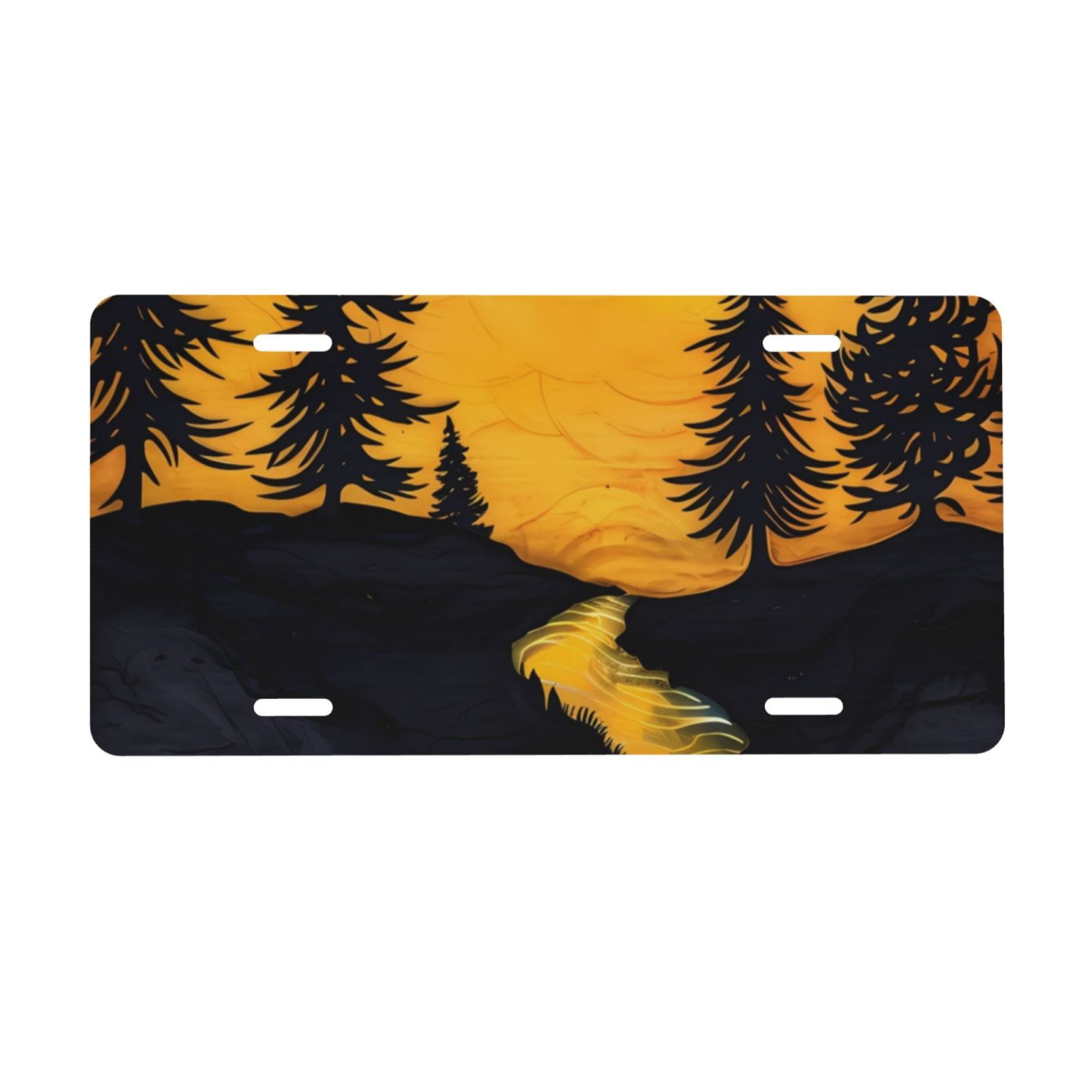 Lukts Sunset River Pine Trees for Car Aluminum Front License Plate ...