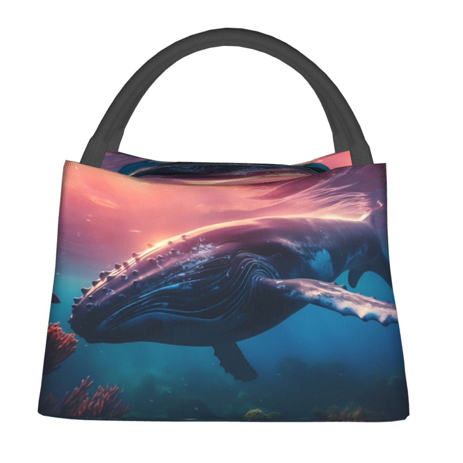 Lukts Sunshine Ocean Whale Pattern Small Lunch Bag for Men Women ...