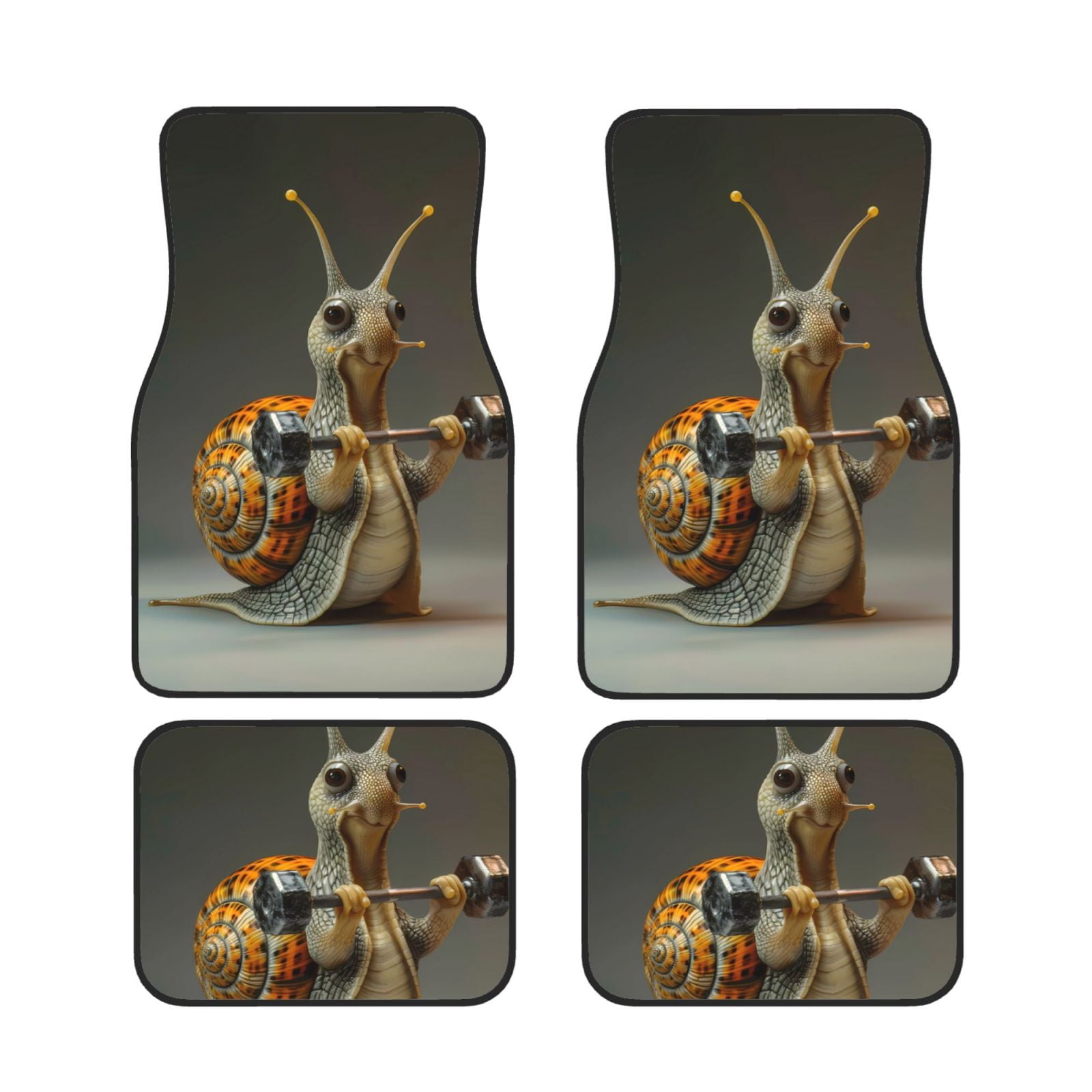 Lukts Surreal Weightlifting Snail Print Car Mats Set of 4, Carpet Floor ...