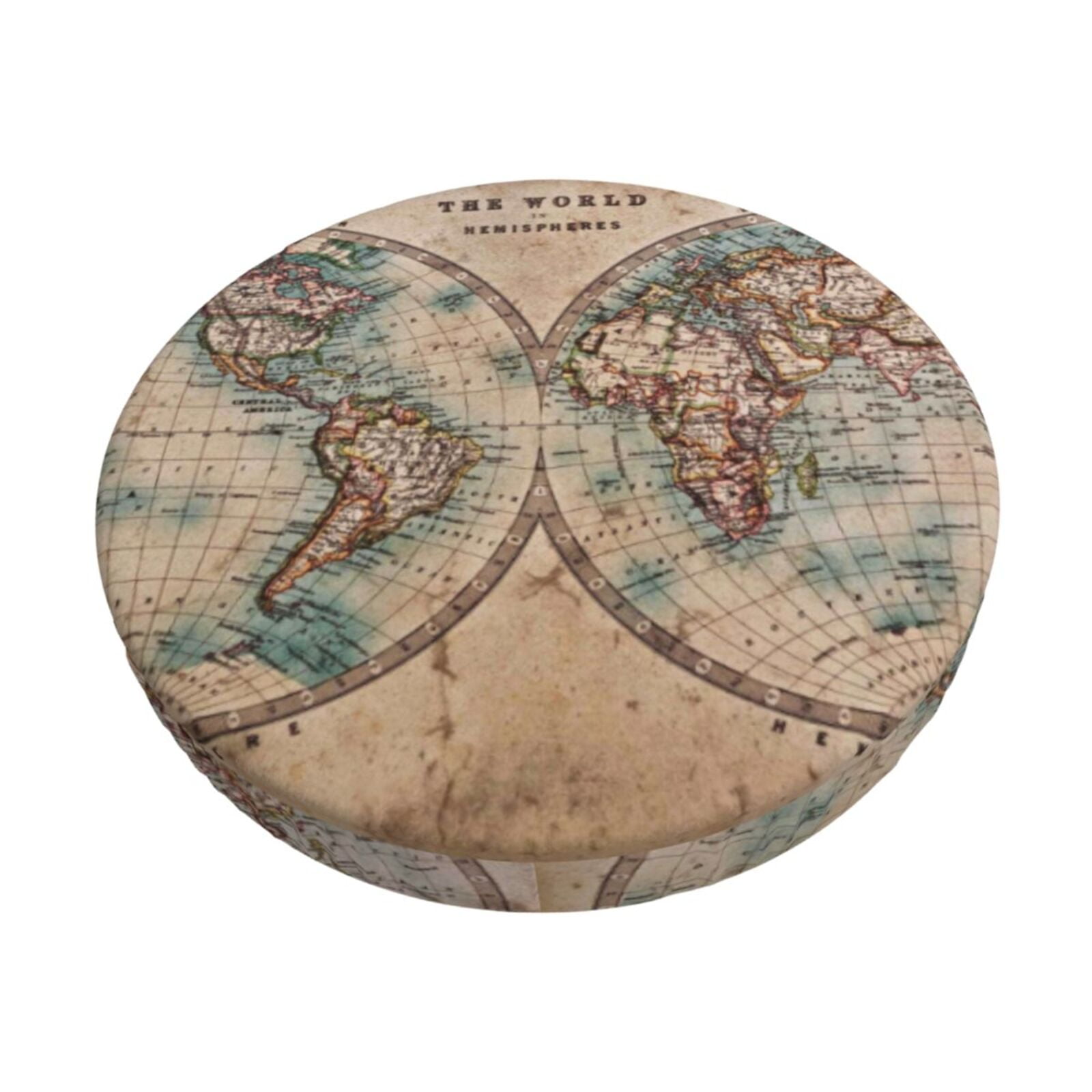 Lukts The World Is Hemisphere Bar Stool Covers 12"-14" Round Crease ...