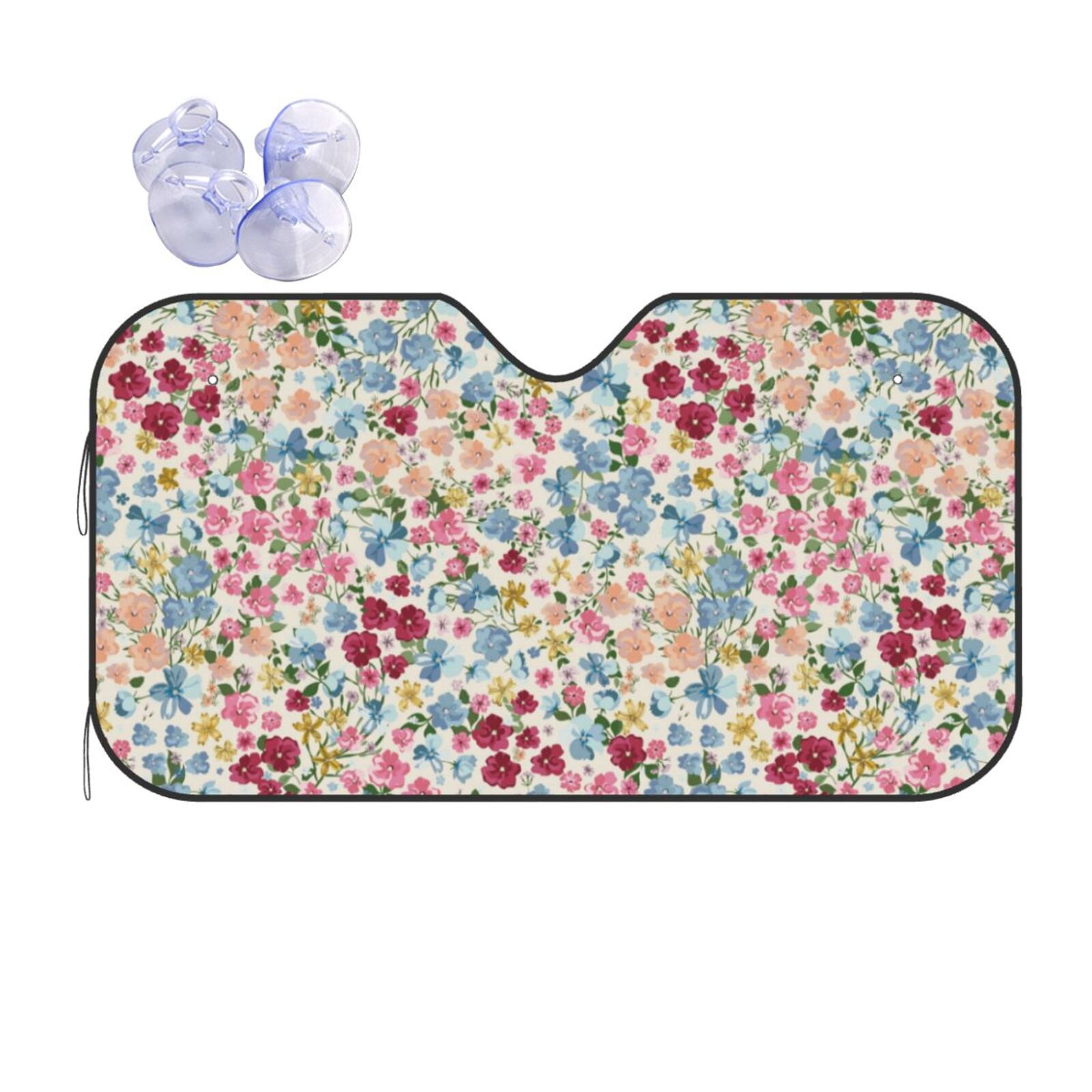 Lukts Trendy Floral Design Car Windshield Sun Shade With Storage Pouch ...