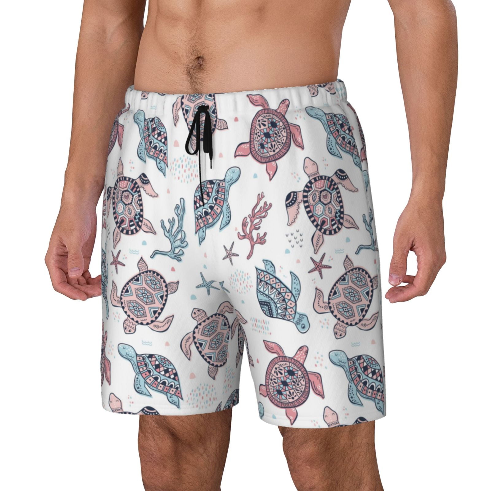Lukts Tribal Style Turtle print Mens Swim Trunks Swim Shorts Quick Dry ...