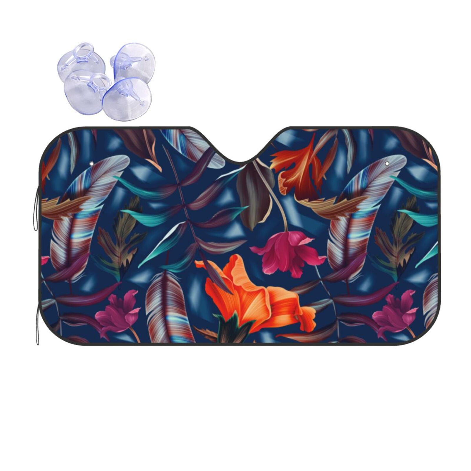 Lukts Tropical Flower Car Windshield Sun Shade With Storage Pouch ...