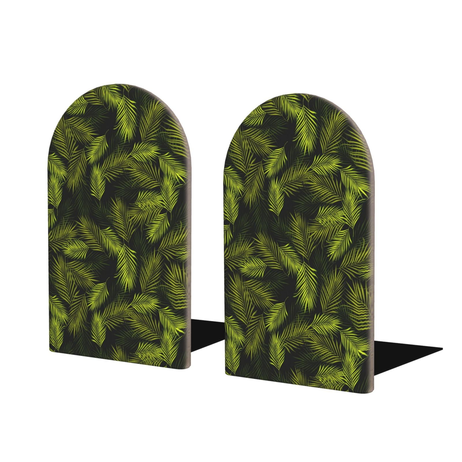 Lukts Tropical Palm Leaves Fern Leaf Print Wood Bookends,Non-Skid ...