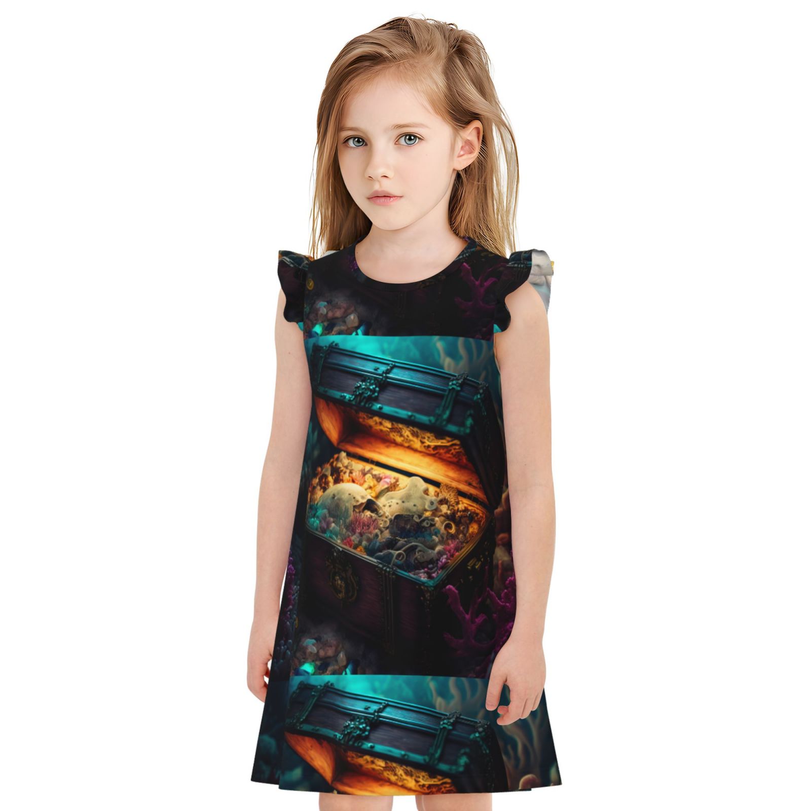 Lukts Underwater Treasure Chest print Nightgowns for Girls，Elegant ...