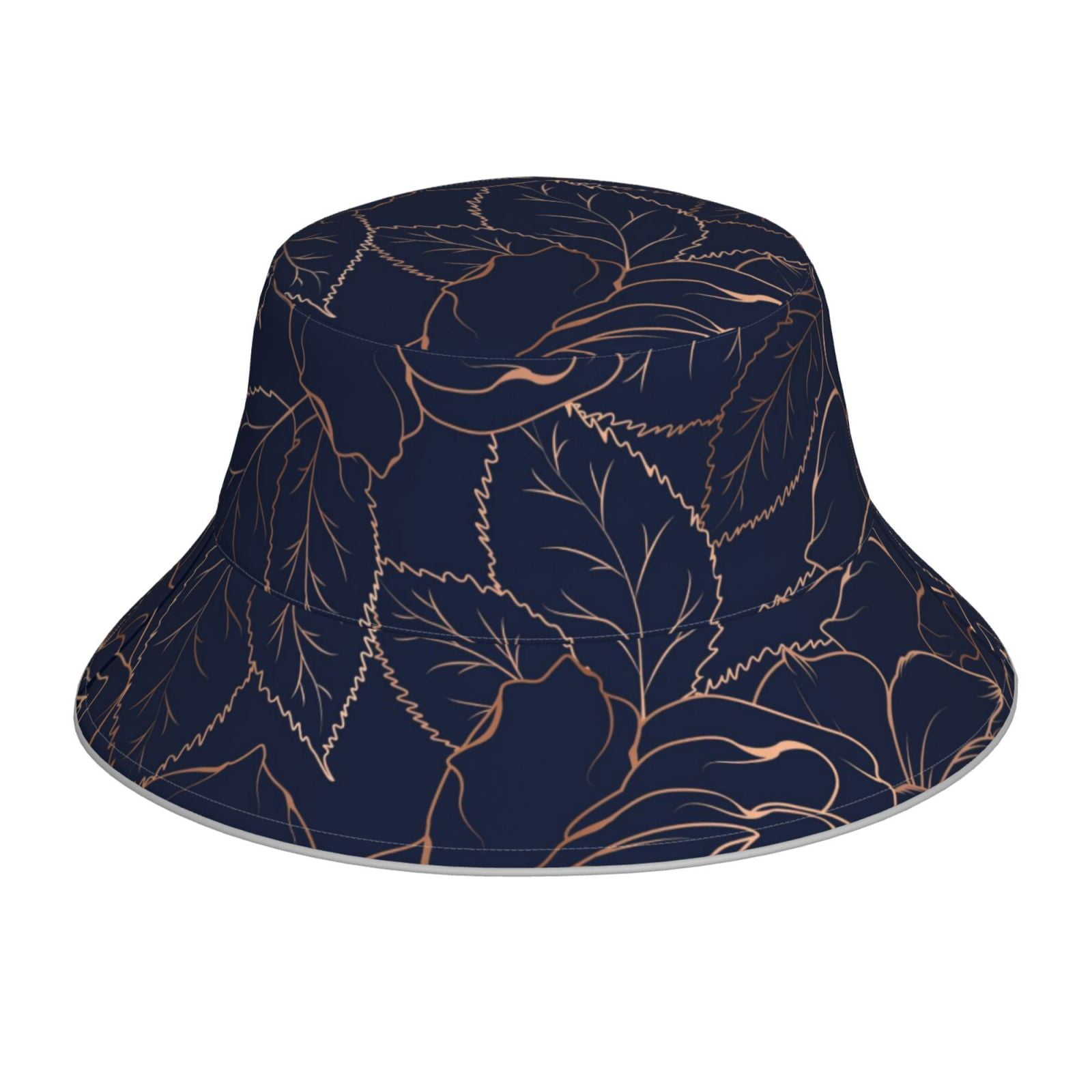 Lukts Unisex Copper-Gold Gloss Outline Navy Dark Blue Print Double-Side ...