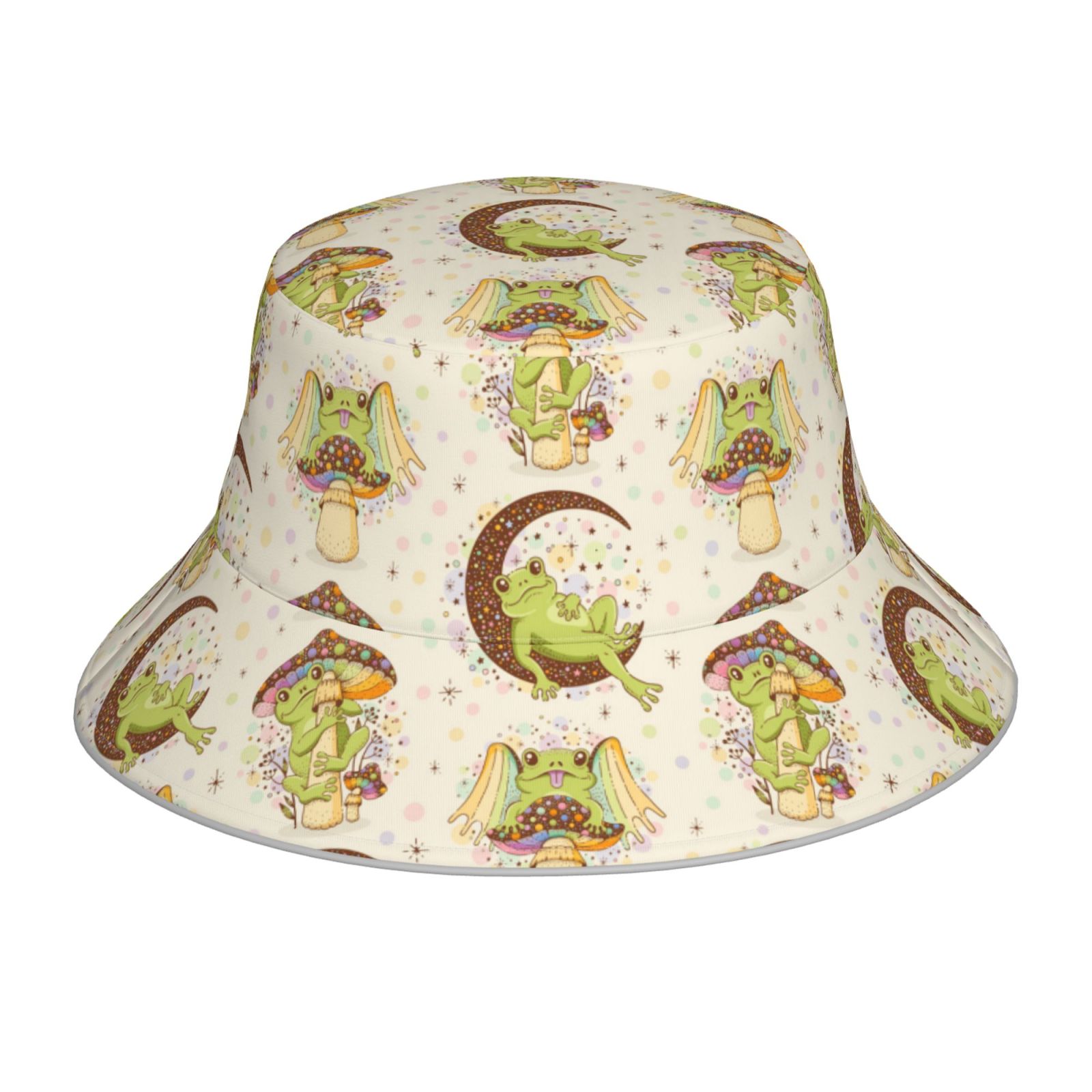 Lukts Unisex Frogs Print Double-Side-Wear Reversible Reflective Bucket Hat Travel Beach Hat ...