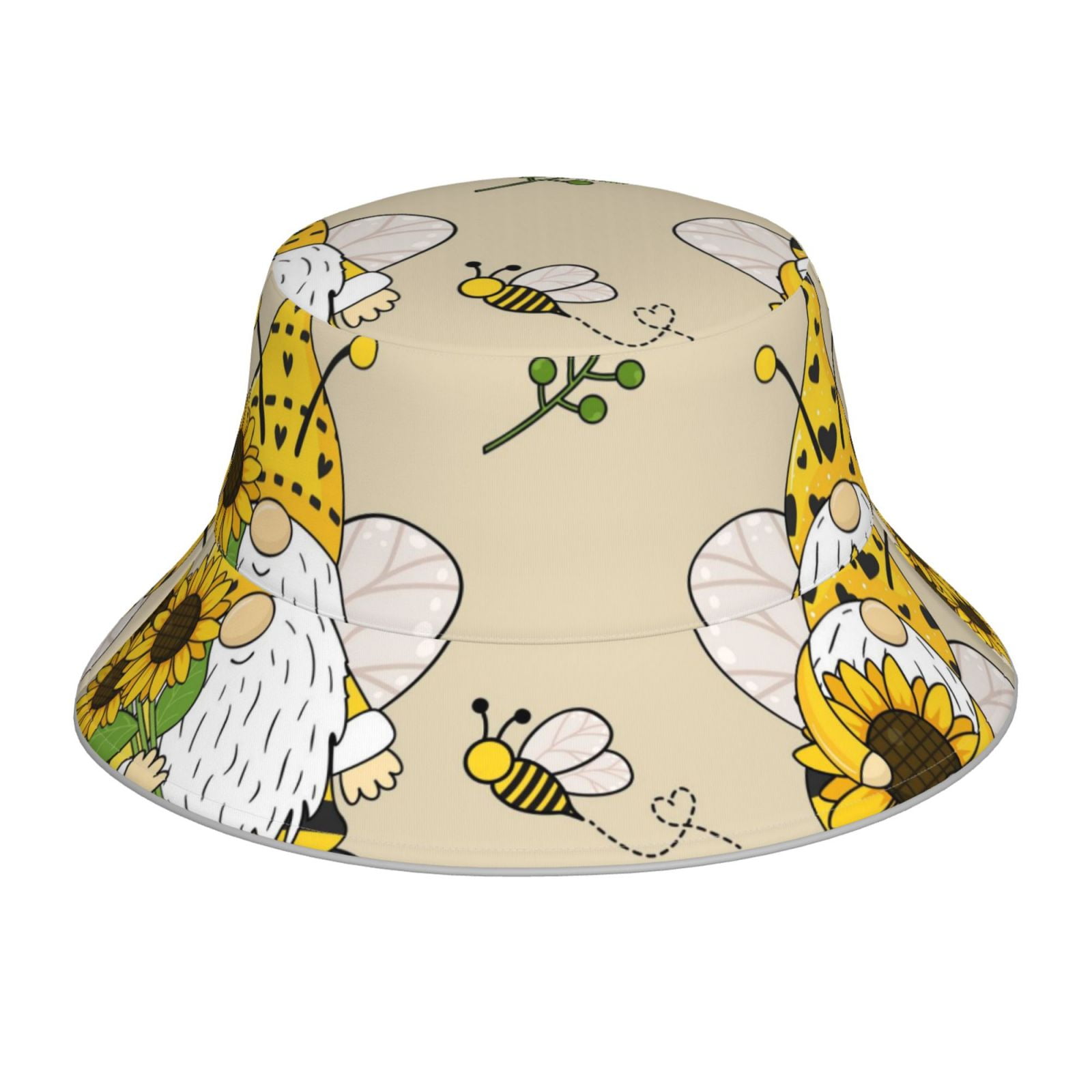 Lukts Unisex Gnomes Bees And Sunflowers Print Double-Side-Wear Reversible Reflective Bucket Hat ...