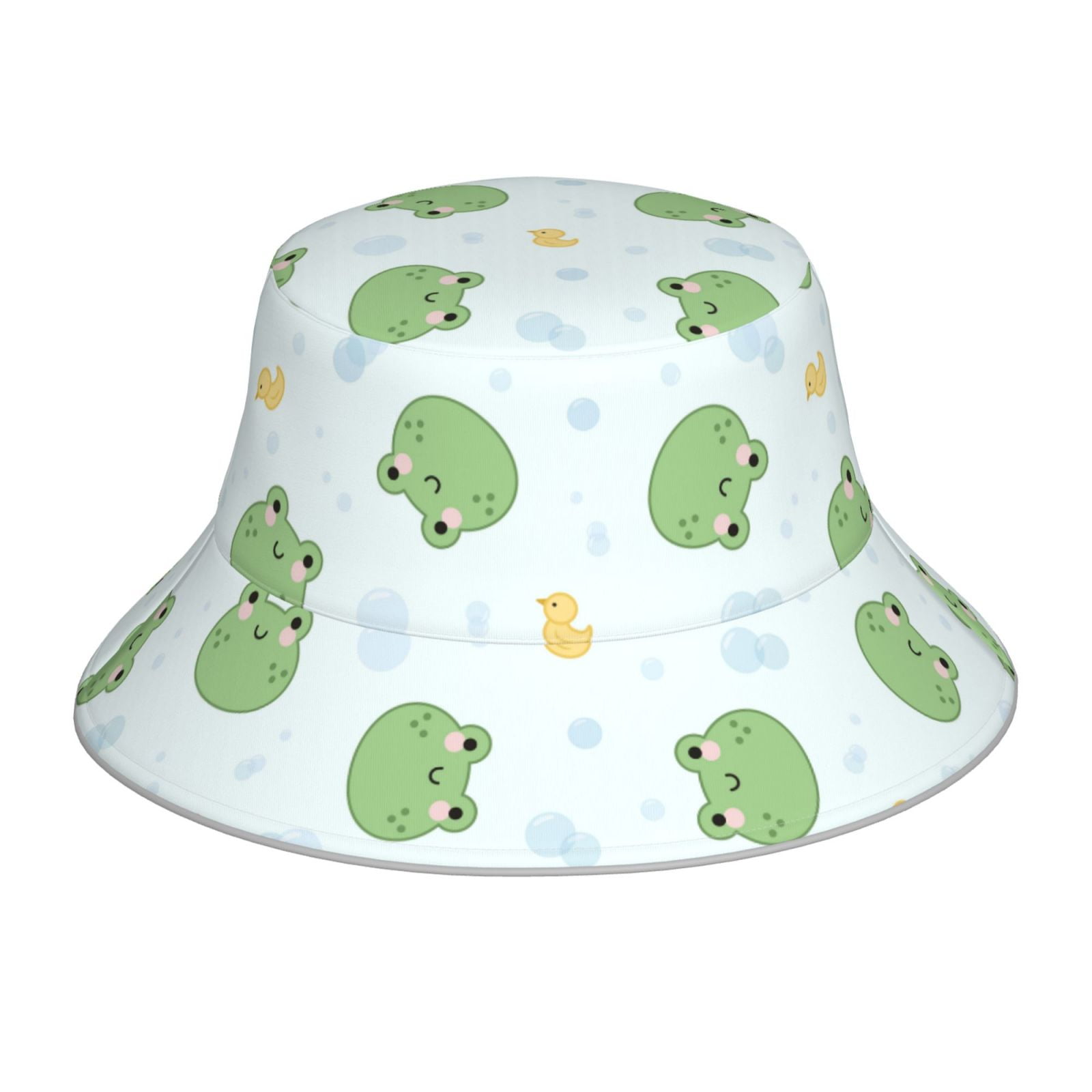 Lukts Unisex Kawaii Frogs Print Double-Side-Wear Reversible Reflective Bucket Hat Travel Beach ...
