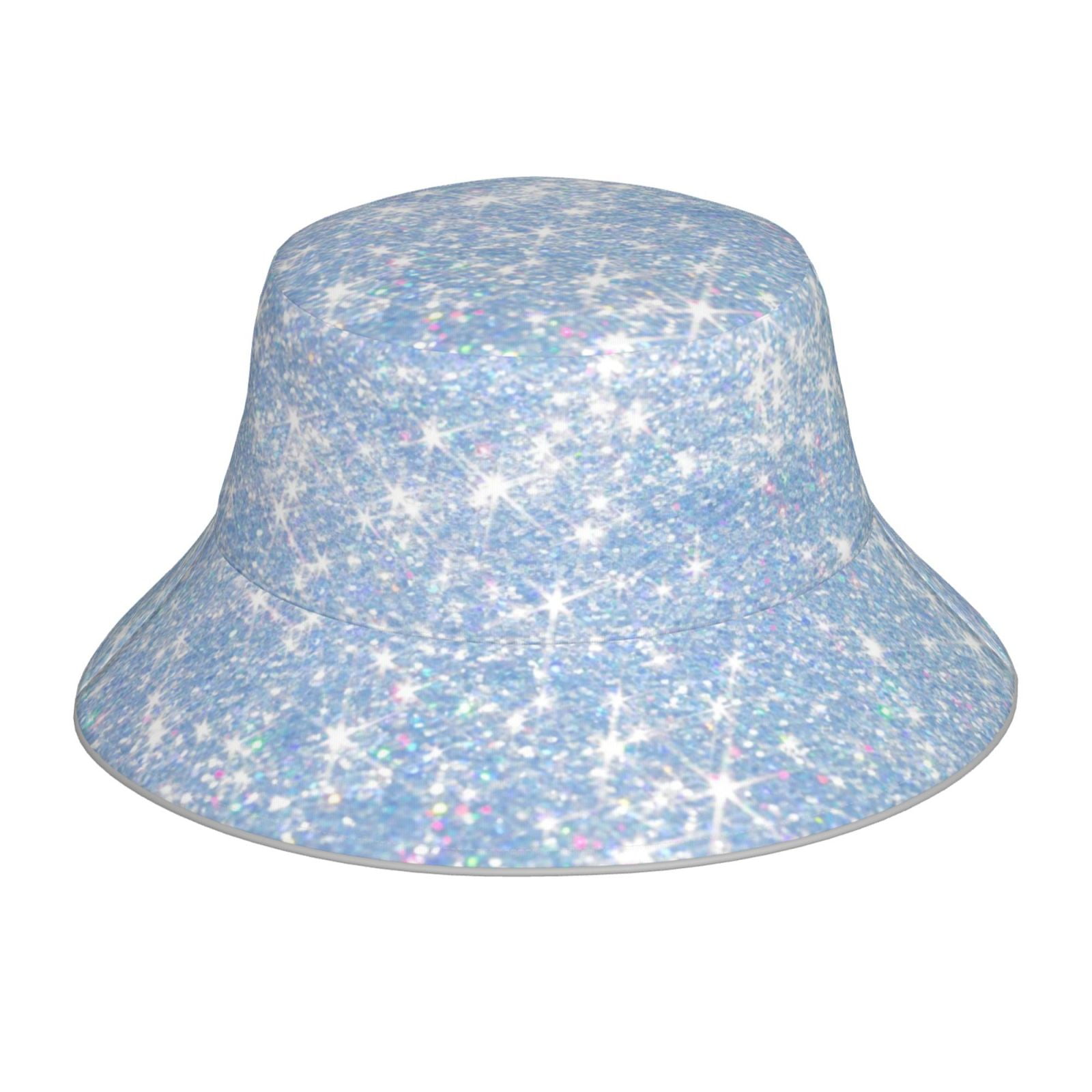 Lukts Unisex White Bule Glitter Print Double-Side-Wear Reversible ...