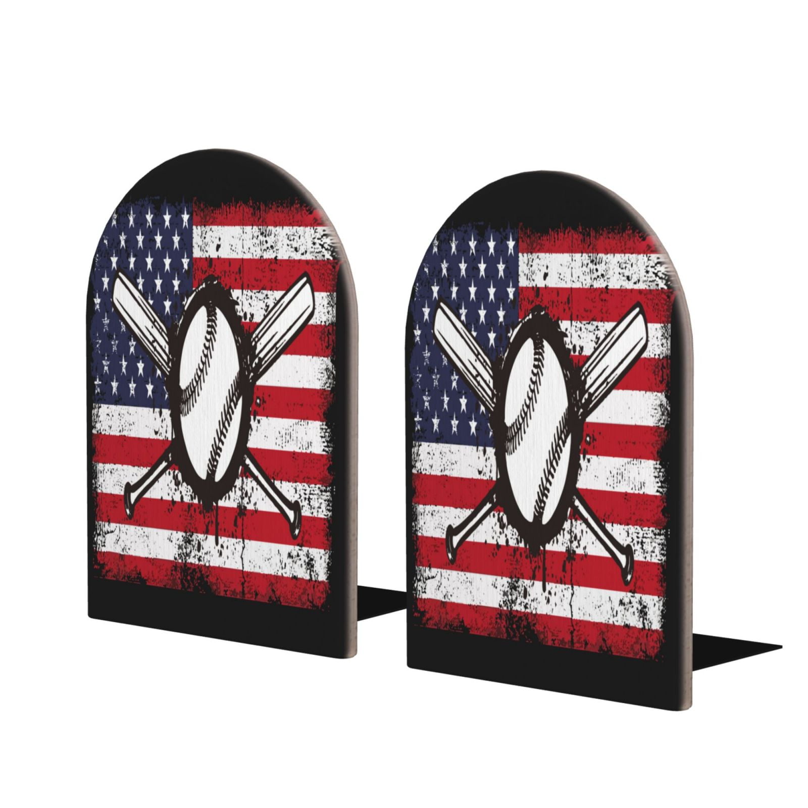 Lukts Vintage Baseball American Flag for Wooden Bookends, Heavy Duty ...