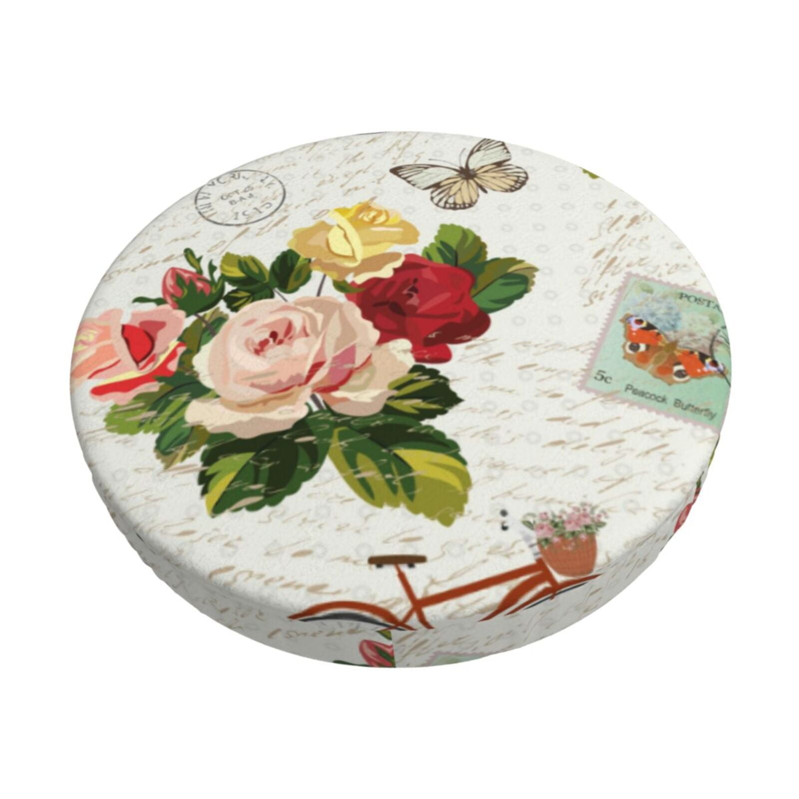 Lukts Vintage Bike Flower Butterfly Bar Stool Covers 12"-14" Round ...