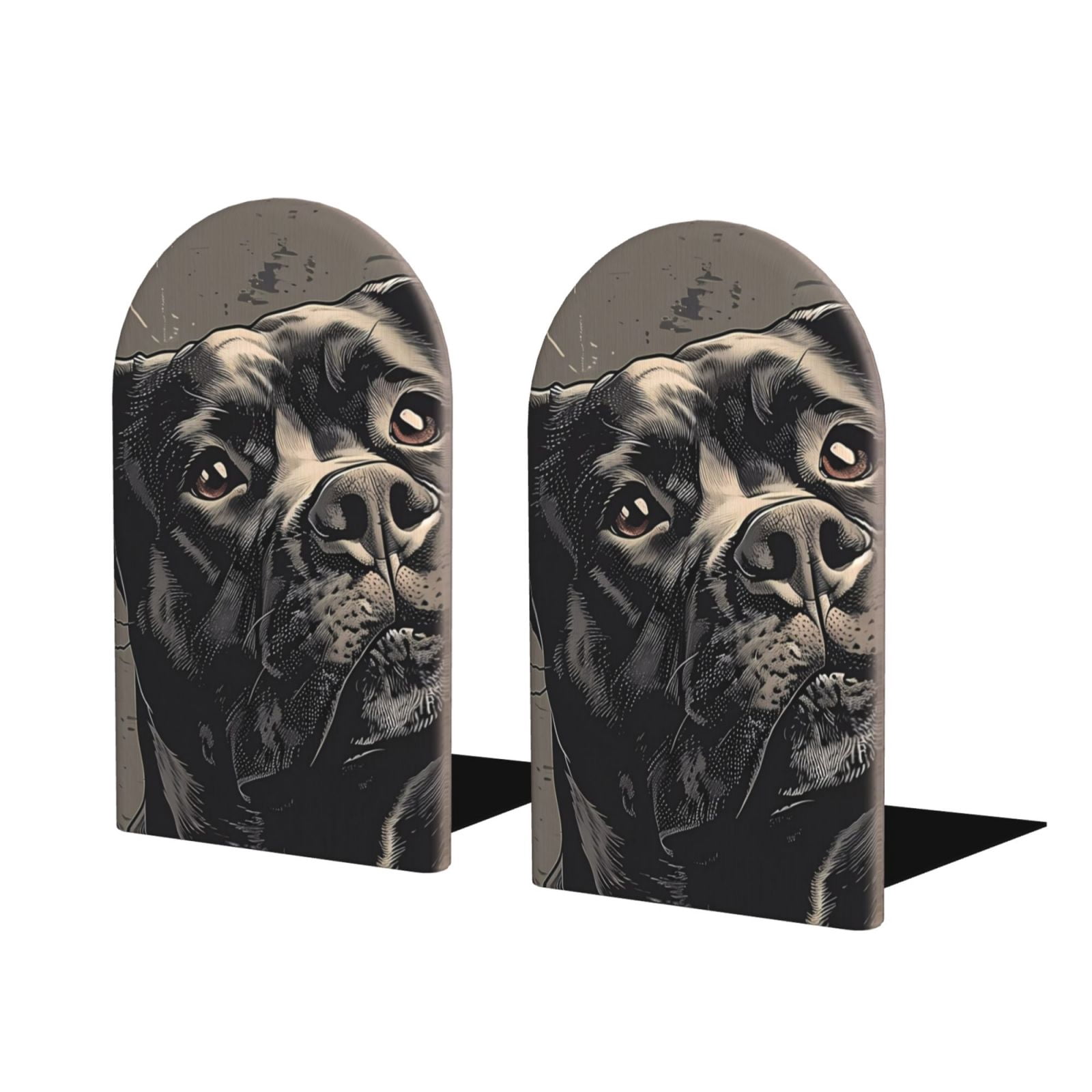 Lukts Vintage Dog Illustration Print Wood Bookends,Non-Skid Bookend for ...