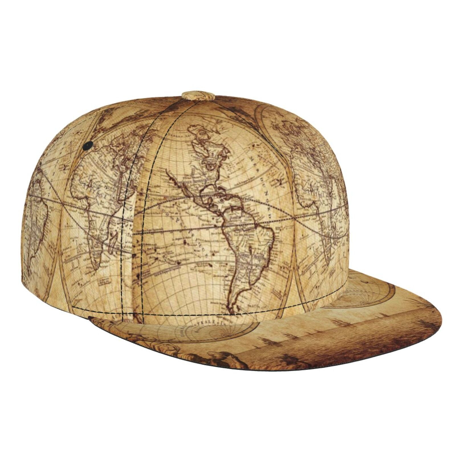 Lukts Vintage Map Of The World for Flat Brim Baseball Cap, Sun ...