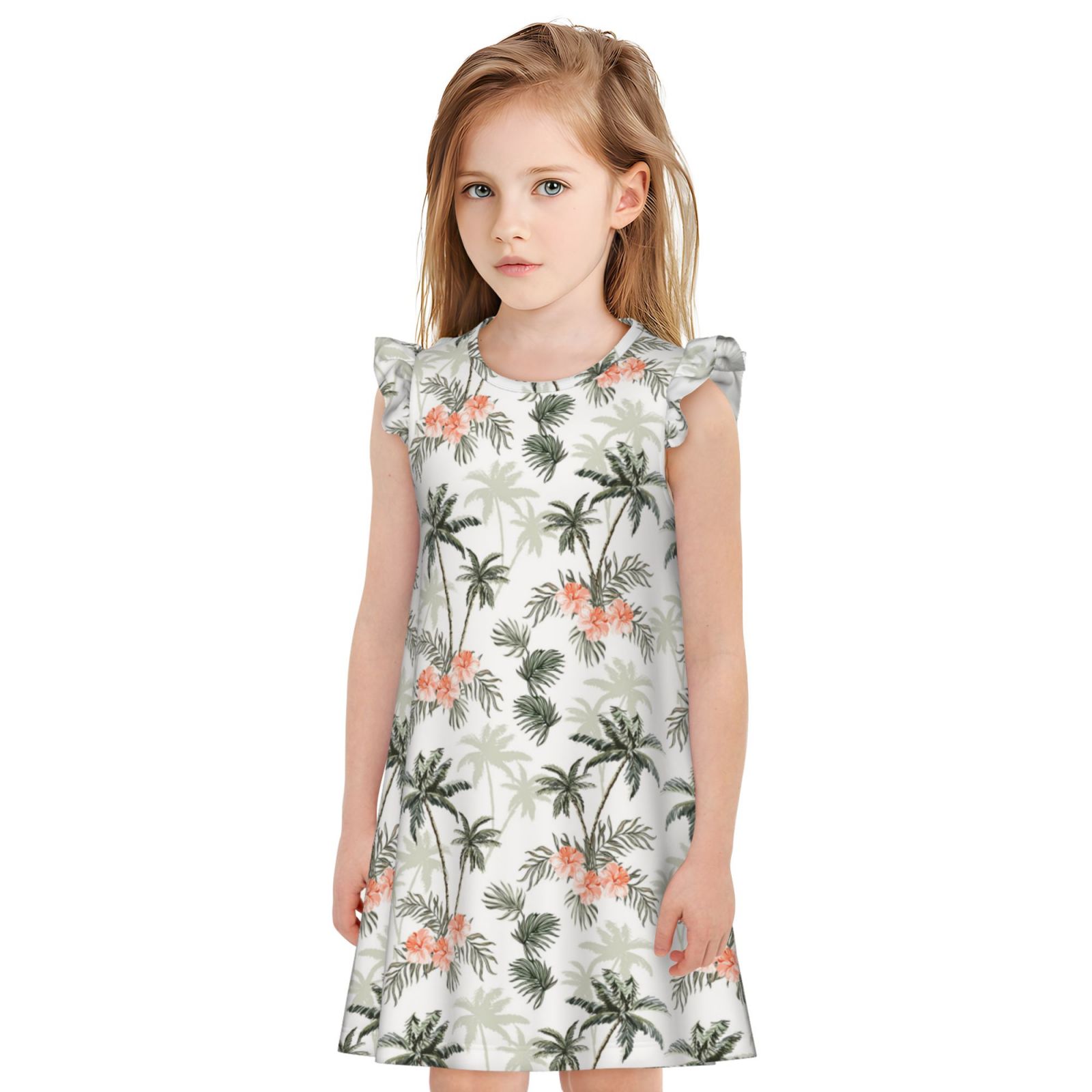 Lukts Vintage Palm Trees print Nightgowns for Girls，Elegant Princess ...