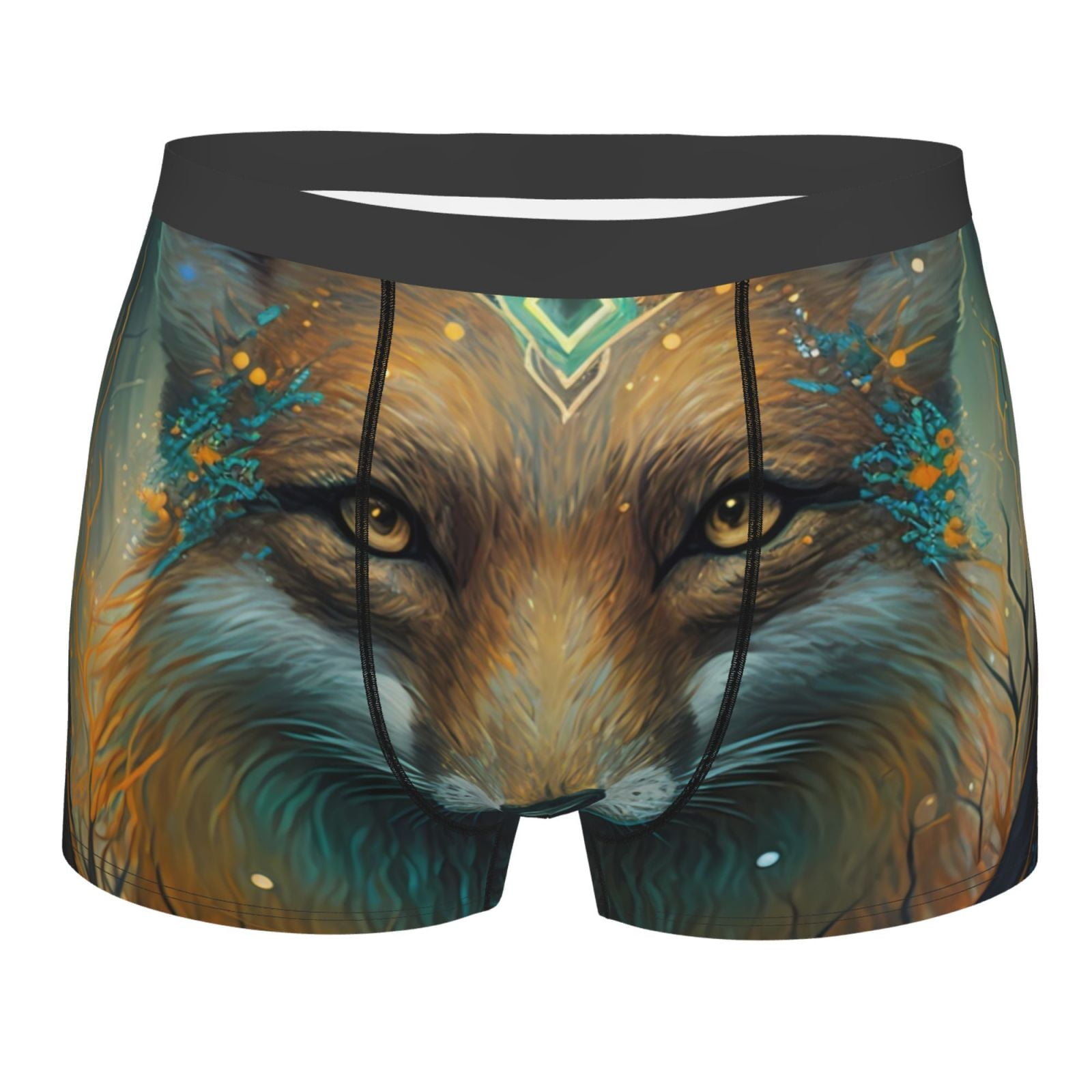 Lukts Vintage Pattern Fox Men's Underwear Covered Waistband Boxer ...