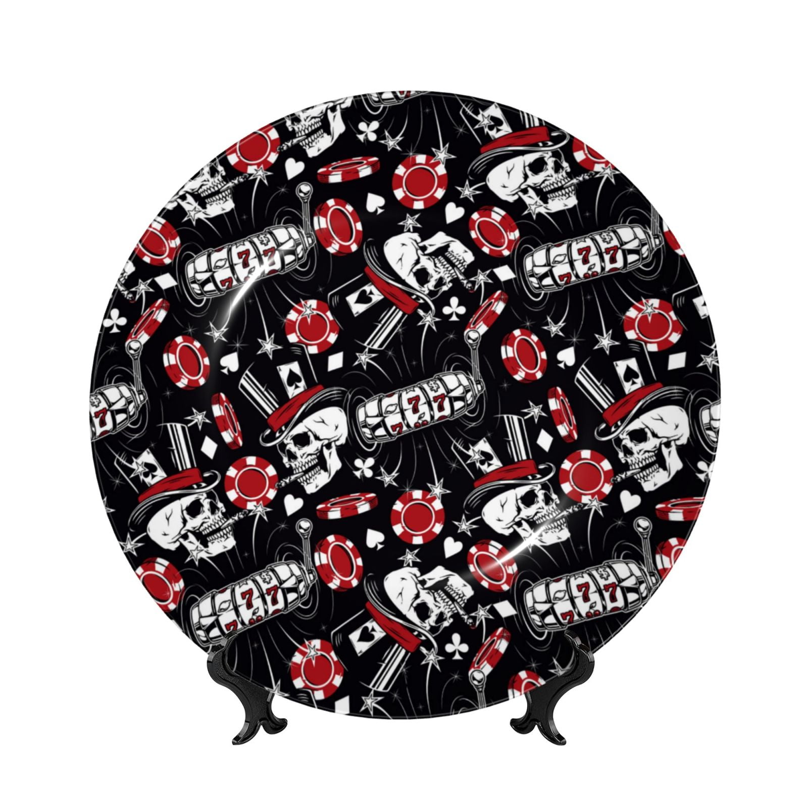 Lukts Vintage Skull Casino for Bone China Decorative Plates, Ceramic ...