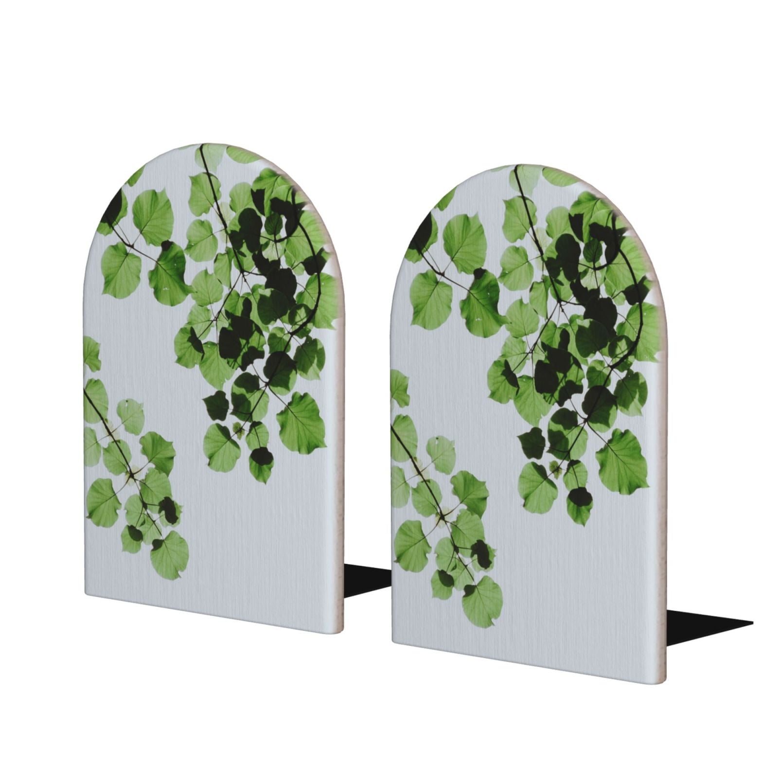 Lukts Watercolor Green Leaves for Wooden Bookends, Heavy Duty Metal ...