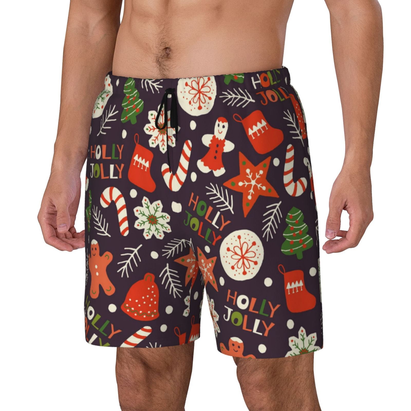 Lukts Winter Holiday Christmas print Mens Swim Trunks Swim Shorts Quick ...