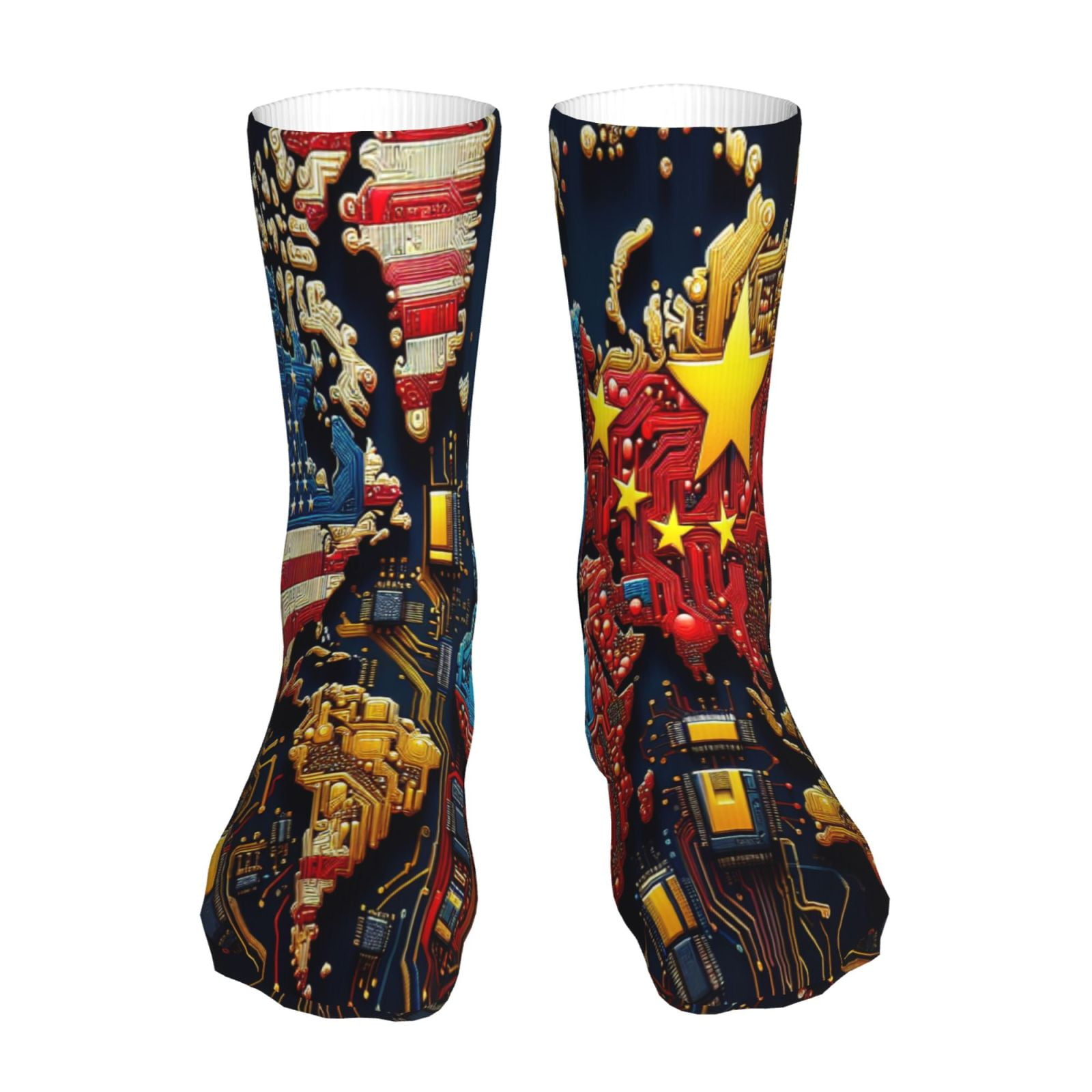 Lukts World Map Of Digital Circuits Print 16-inch Mid-Tube Socks ...