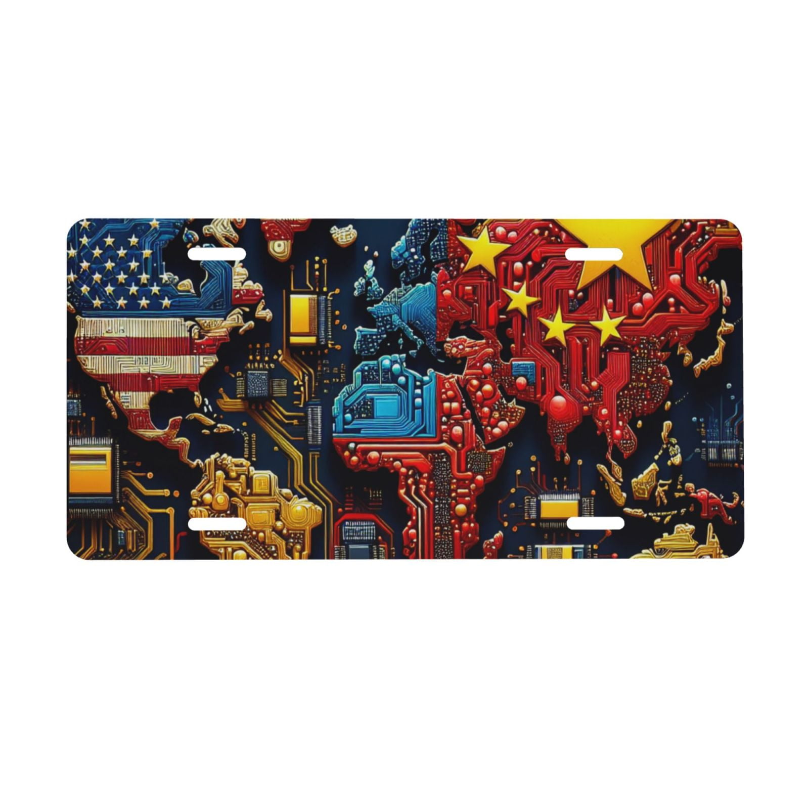 Lukts World Map Of Digital Circuits for Car Aluminum Front License ...