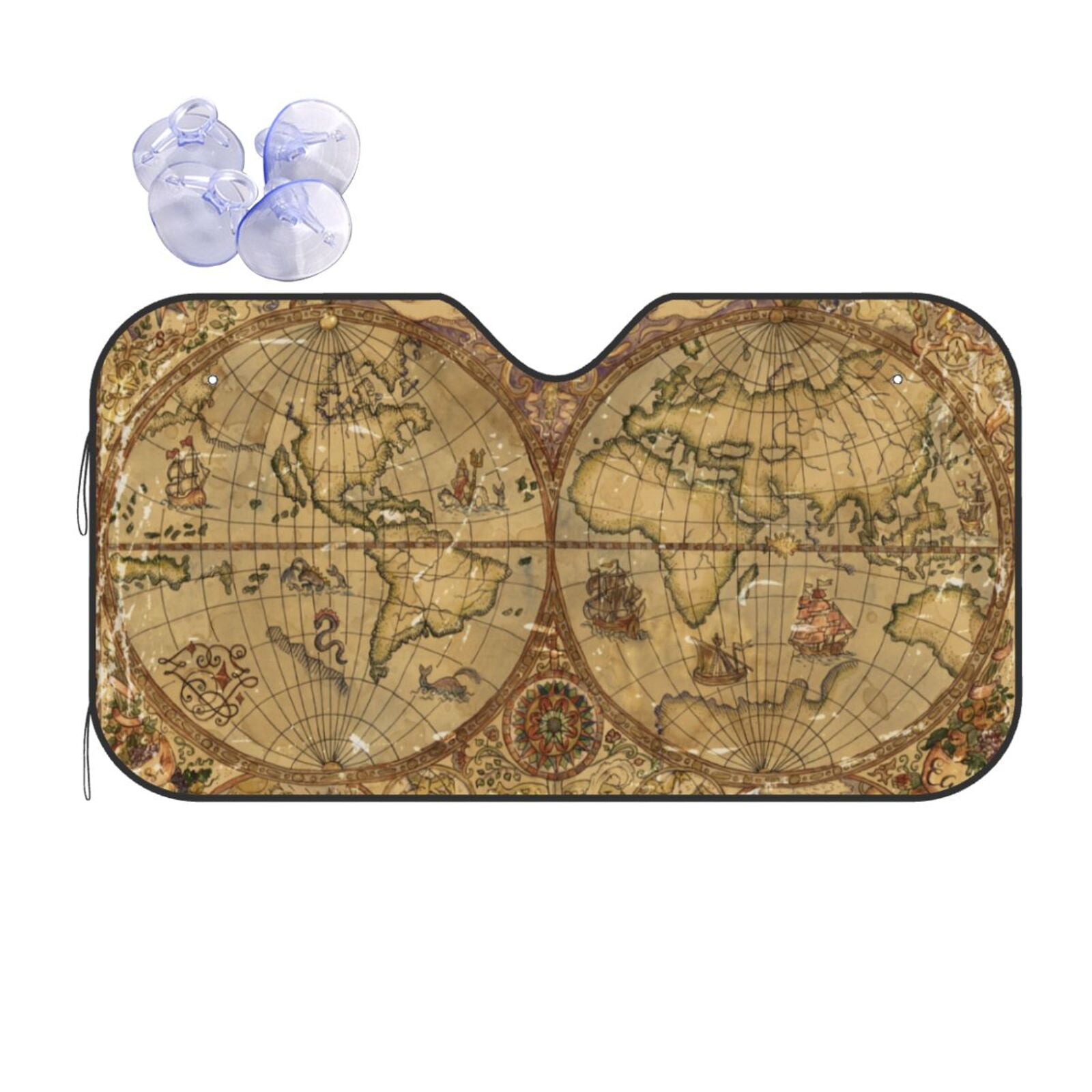 Lukts World Map1 Car Windshield Sun Shade With Storage Pouch,Foldable ...