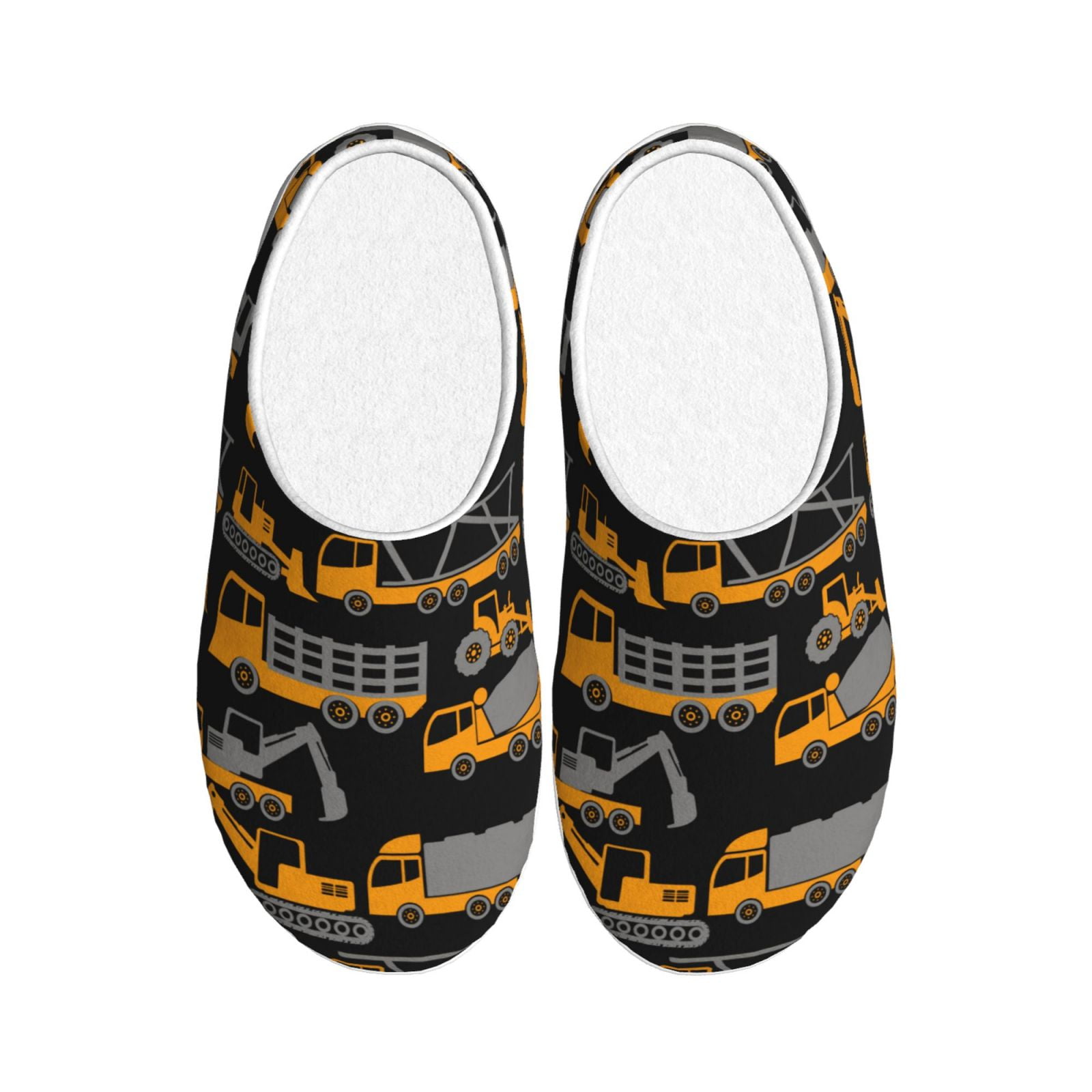 Lukts Yellow Excavator for Adult TPR Cotton Slippers, Unisex Closed Toe ...
