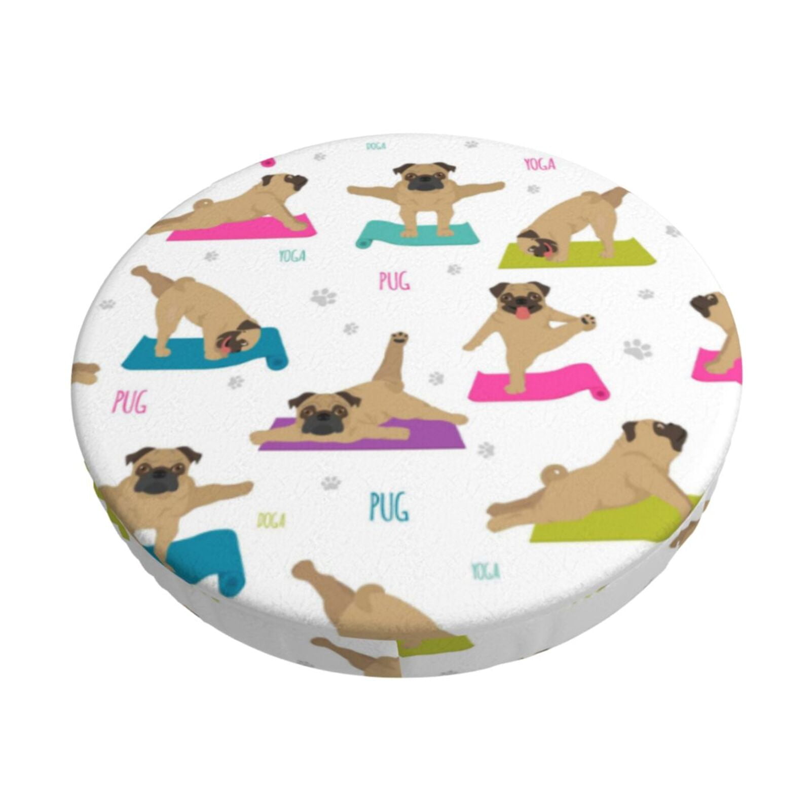 Lukts Yoga Dogs Poses Bar Stool Covers 12"-14" Round Crease-Resistant ...