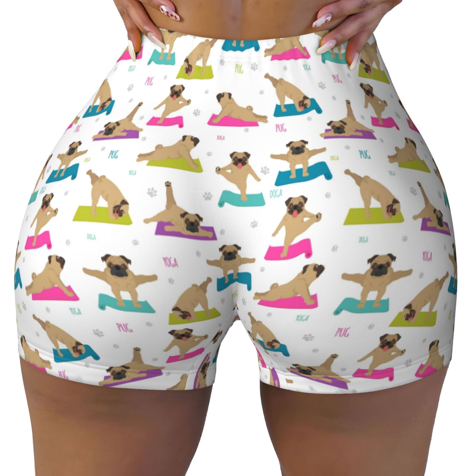 Lukts Yoga Dogs Poses Print Workout Shorts for Women Seamless Scrunch ...