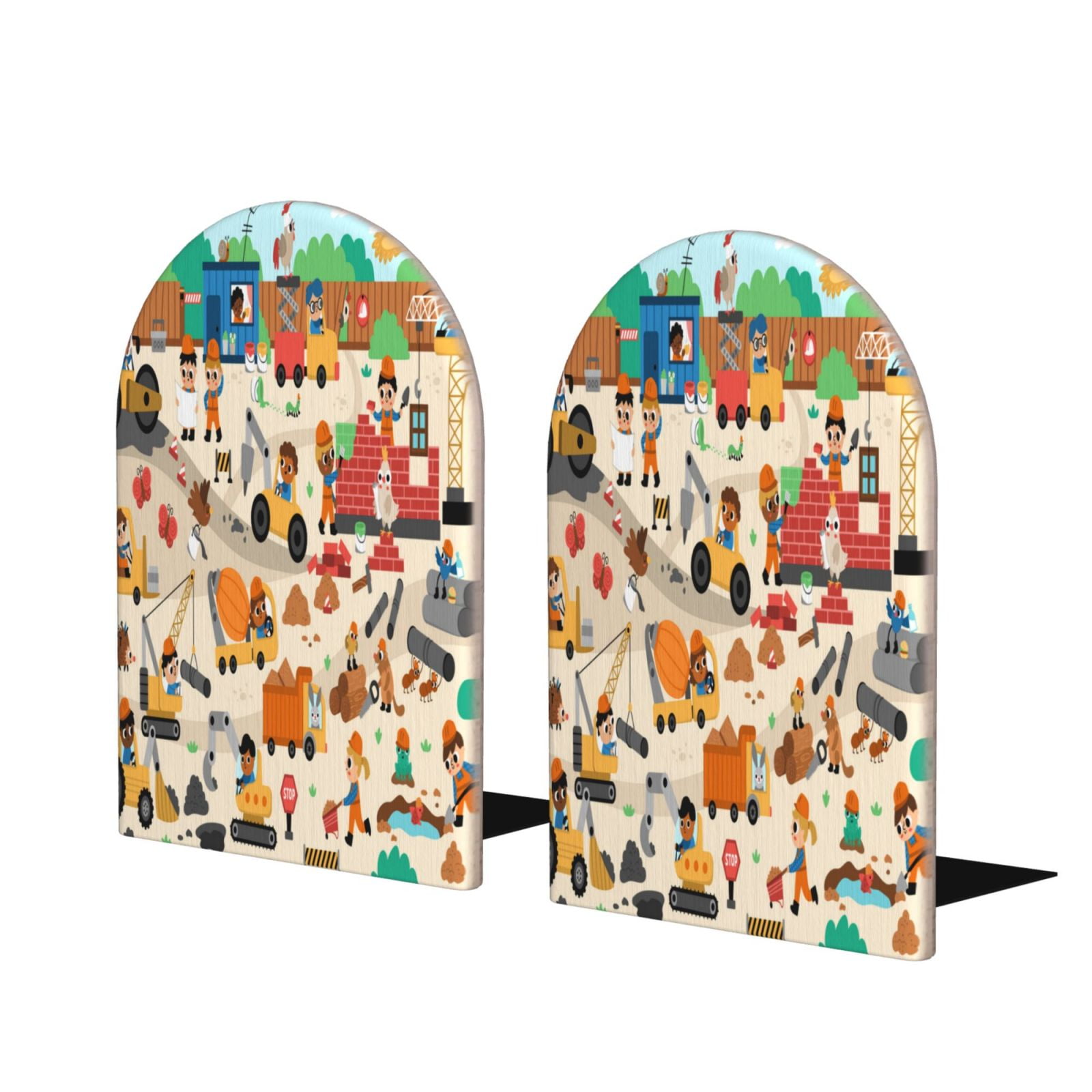 Lukts construction road work landscape for Wooden Bookends, Heavy Duty ...