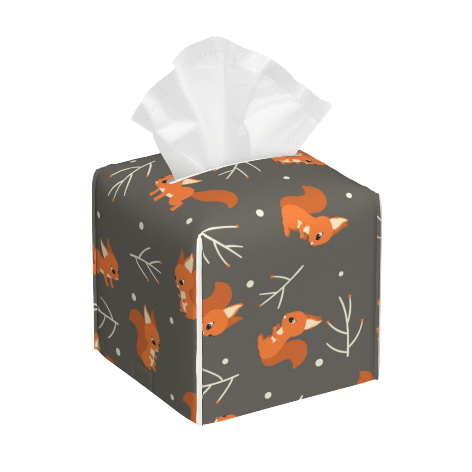 Lukts cute fall fox leaf for Leather Tissue Box Cover Square，Decorative ...