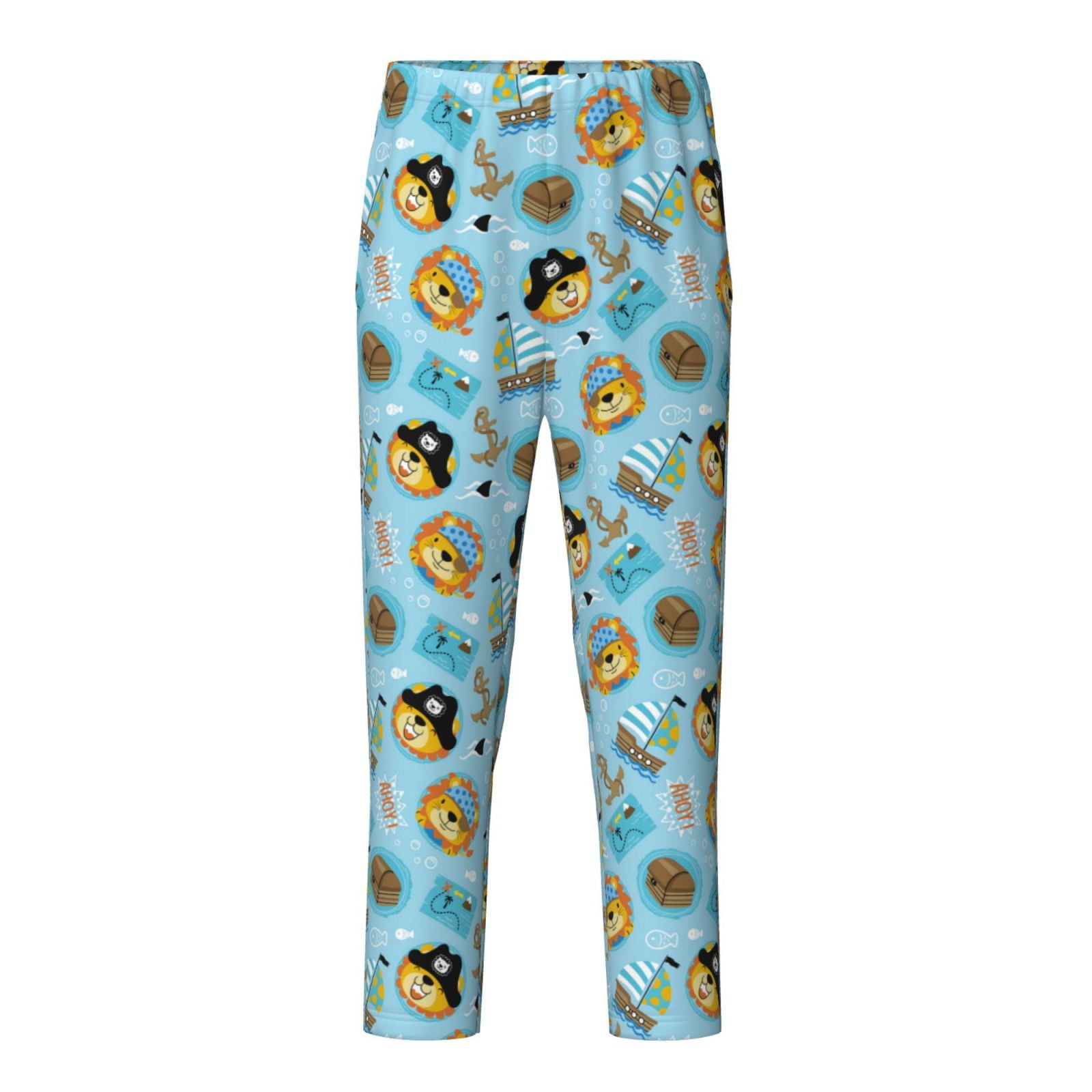Lukts funny lion in pirate for Teenagers' Home Pants, Elastic Waistband ...