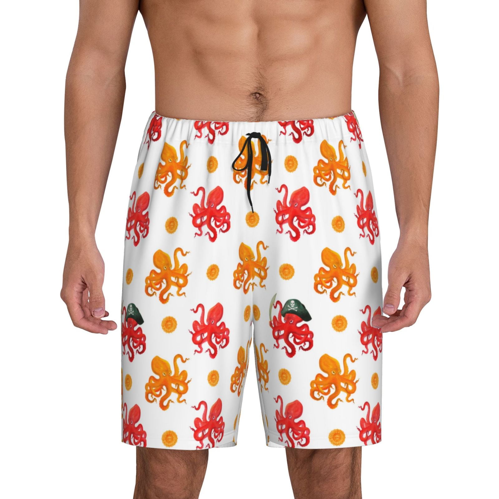 Lukts octopuses for Men's Short Pajama Pants, Elastic Waist Drawstring ...
